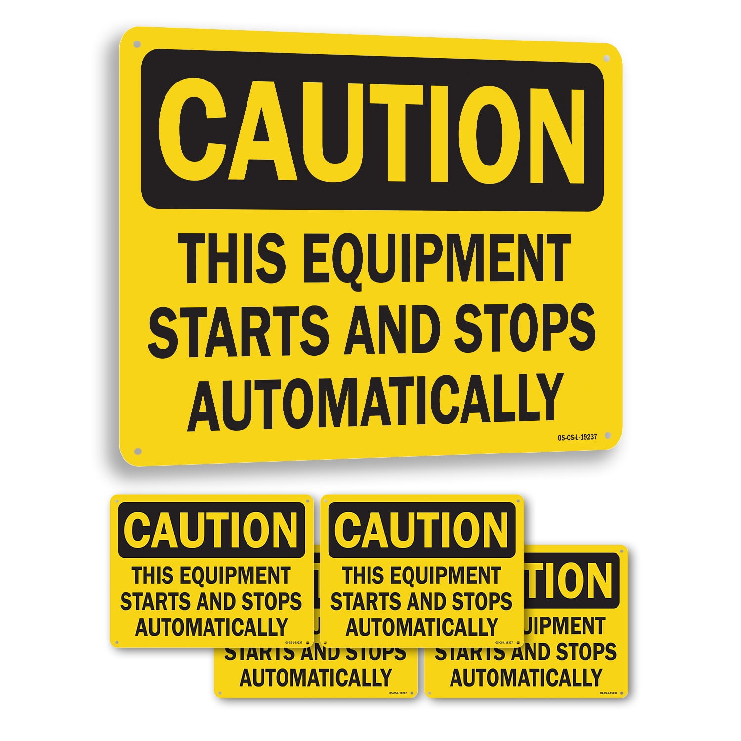 Starts and Stops OSHA Caution Rigid Plastic Sign 24 Inch x 18 Inch - 5 ...