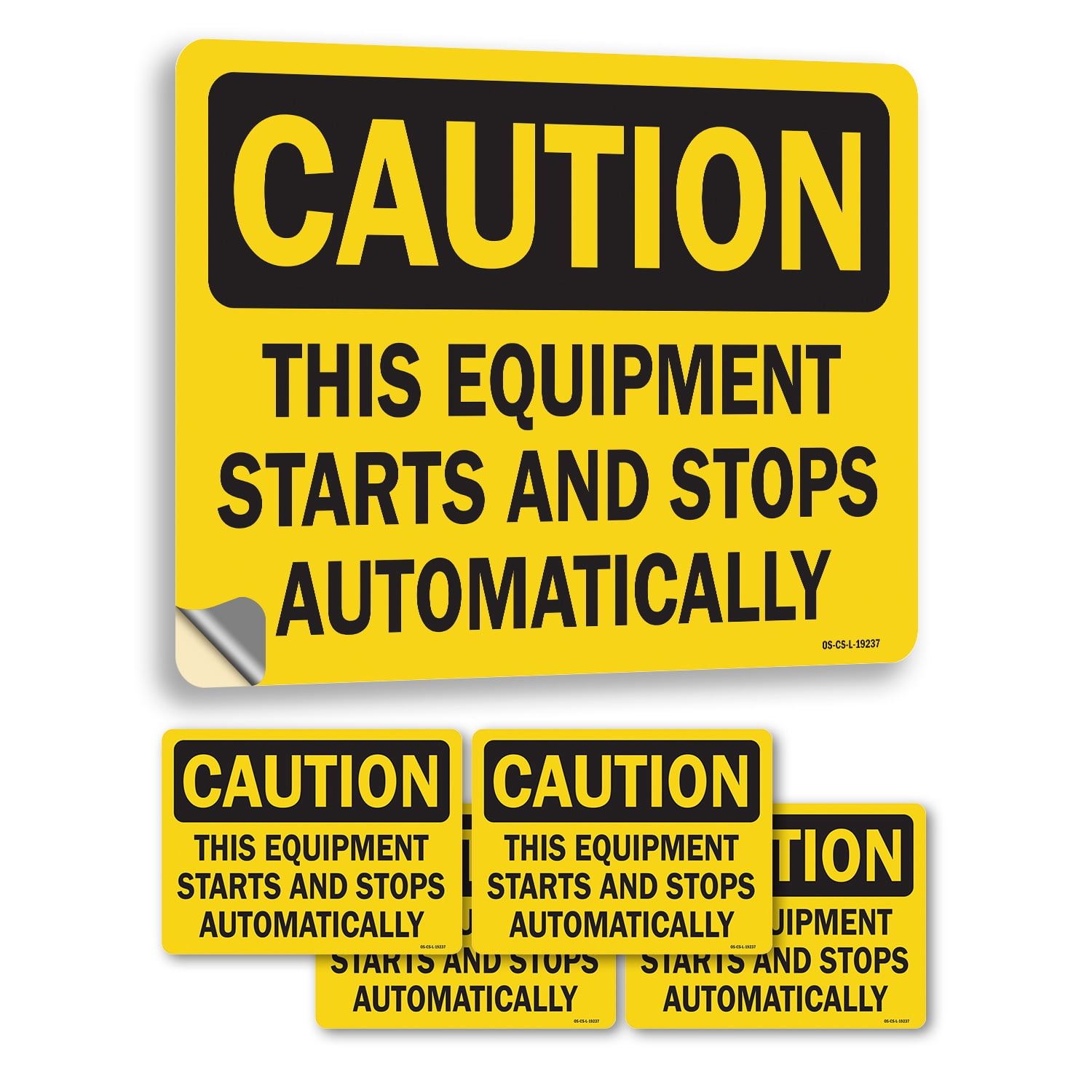 Starts and Stops OSHA Caution Vinyl Decal Label 18 Inch x 12 Inch - 5 ...