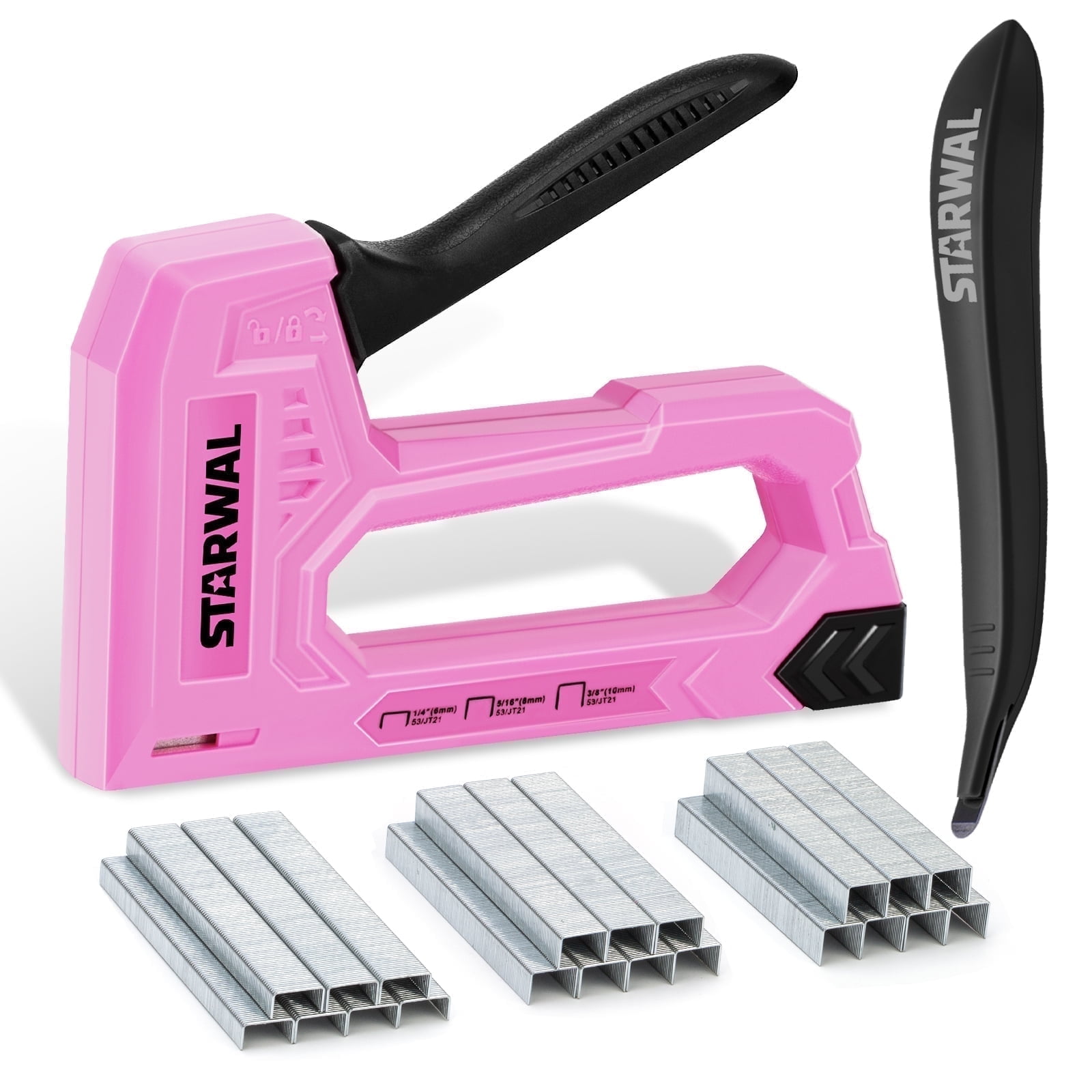 Starwal Pink Staple Gun Kit, 3-in-1 Manual Tacker with Remover & 1600 ...