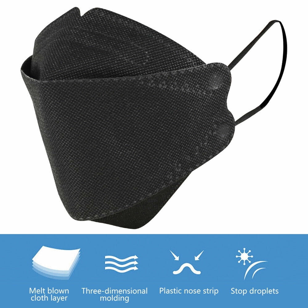 Starynighty 3D Face Masks Breathable Protective Covering 50PCS (Black ...