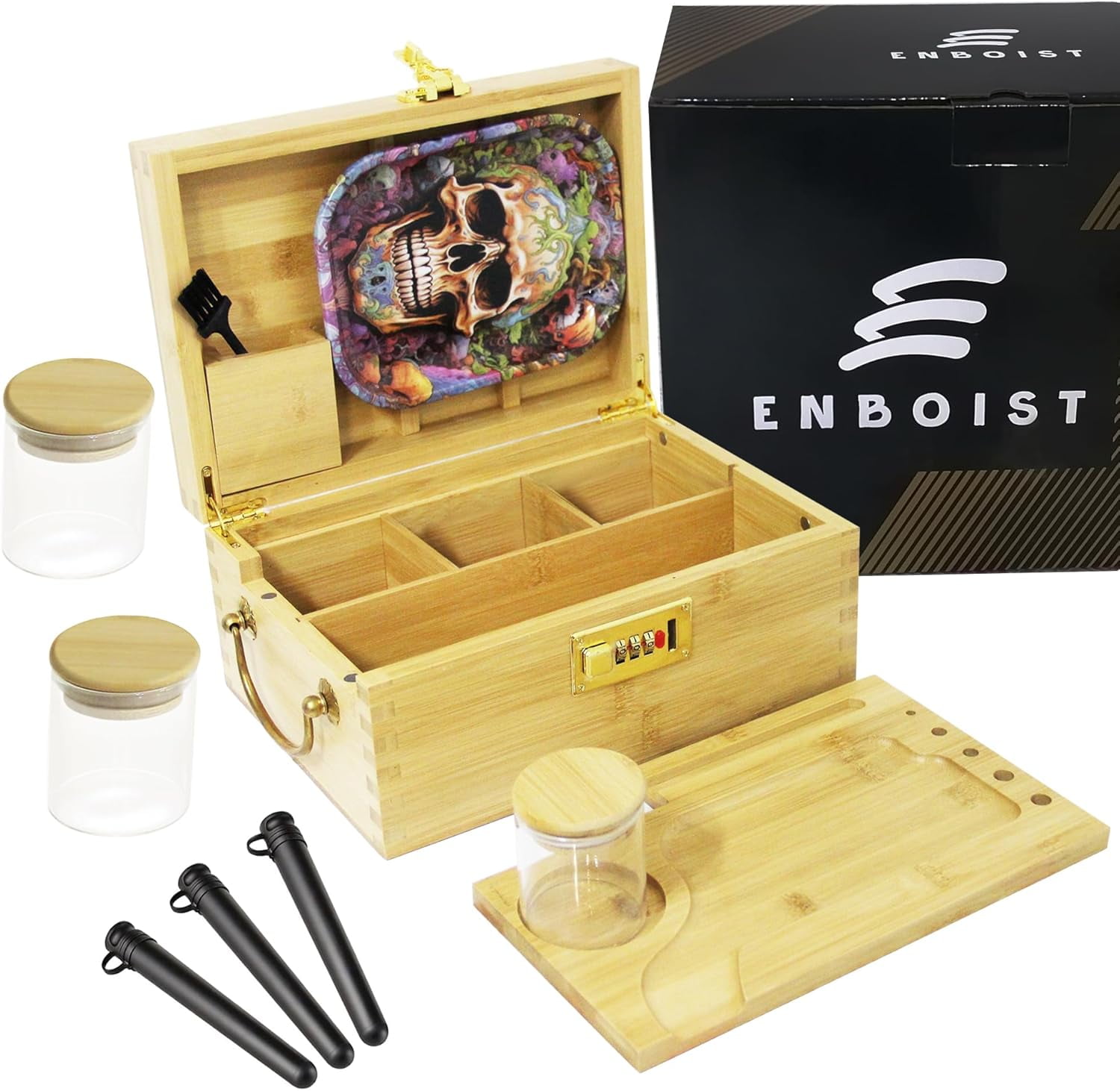 Stash Box with Lock, Wood Color Premium Extra Large Odor-Resistant ...