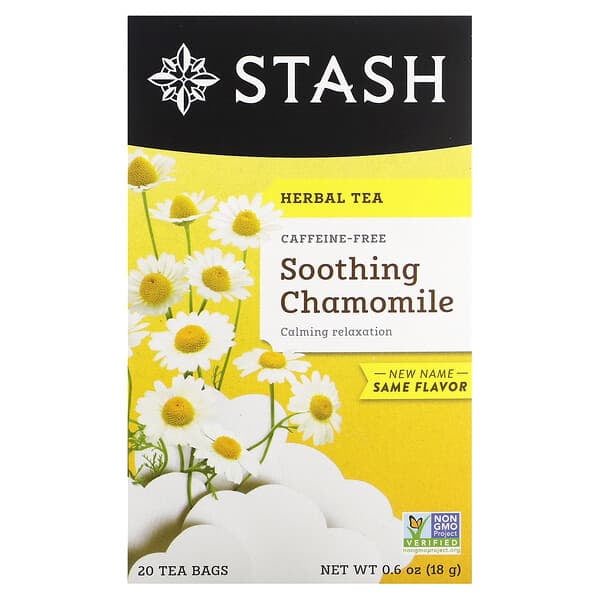 Stash Tea, Herbal Tea, Soothing Chamomile, Caffeine-Free, 20 Tea Bags ...
