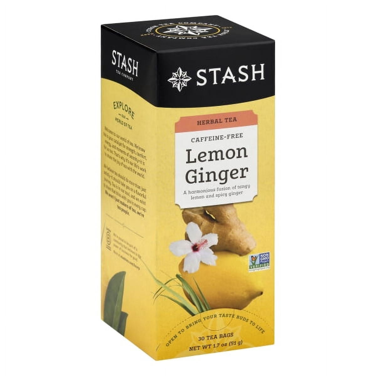 Stash Lemon Ginger Herbal Tea, 1.7oz, 30 Count - Walmart.com