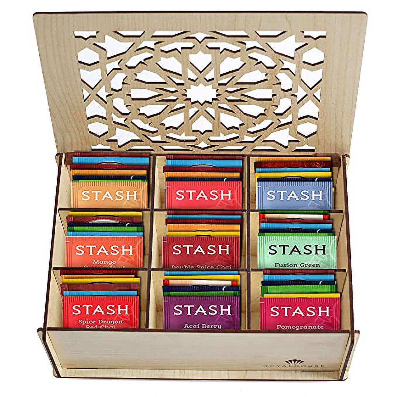 Stash Assorted Mixed Tea Bags Sampler - 80 COUNT in Wood Gift Box for ...