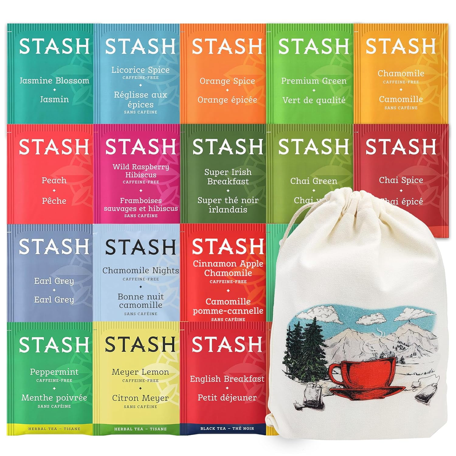 Stash Tea Bags Sampler Assortment Variety Pack Gift (40 Count) 18 ...