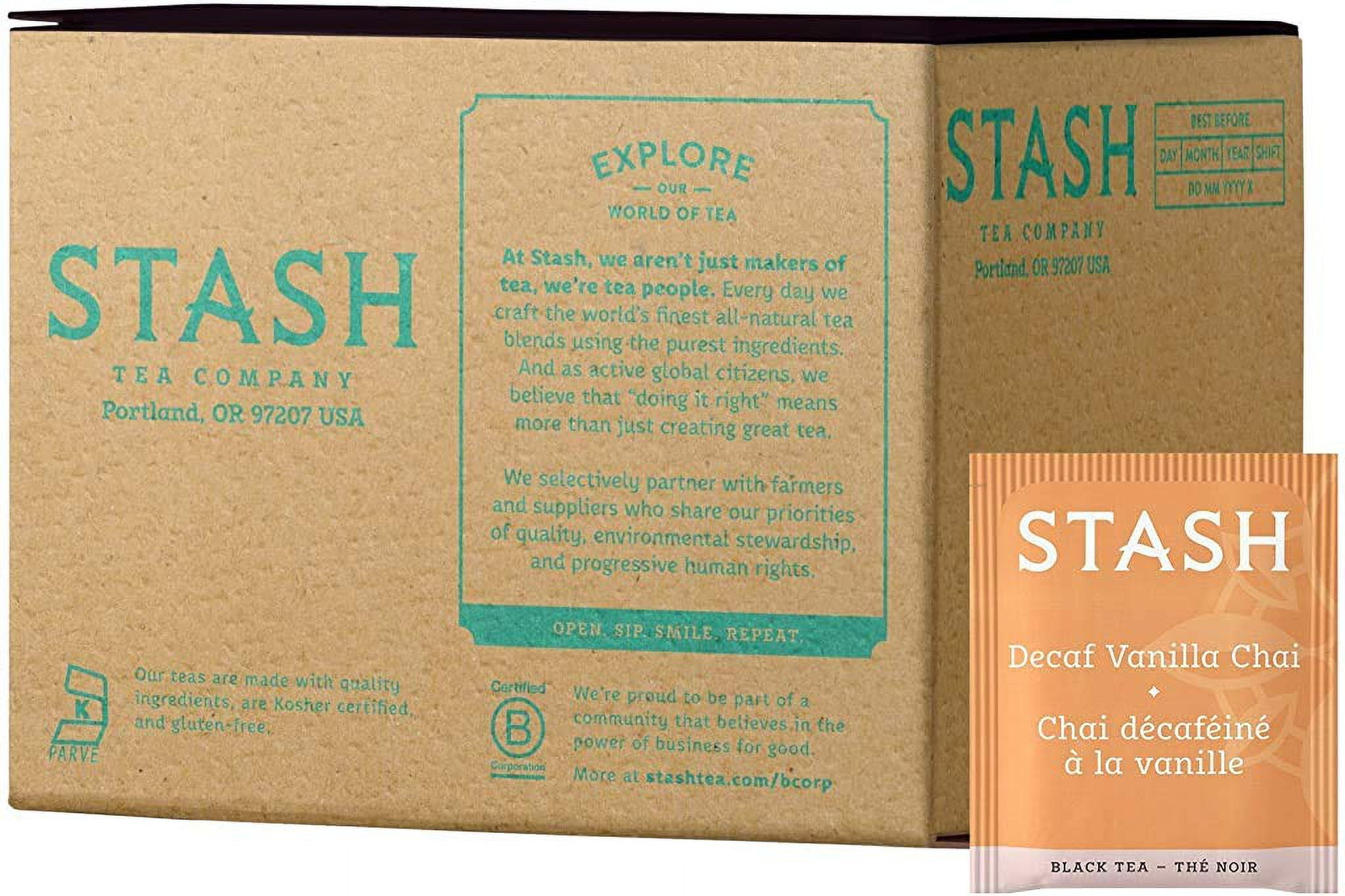 Stash Tea Decaf Vanilla Chai Black Tea 100 Count Box of Tea Bags in ...