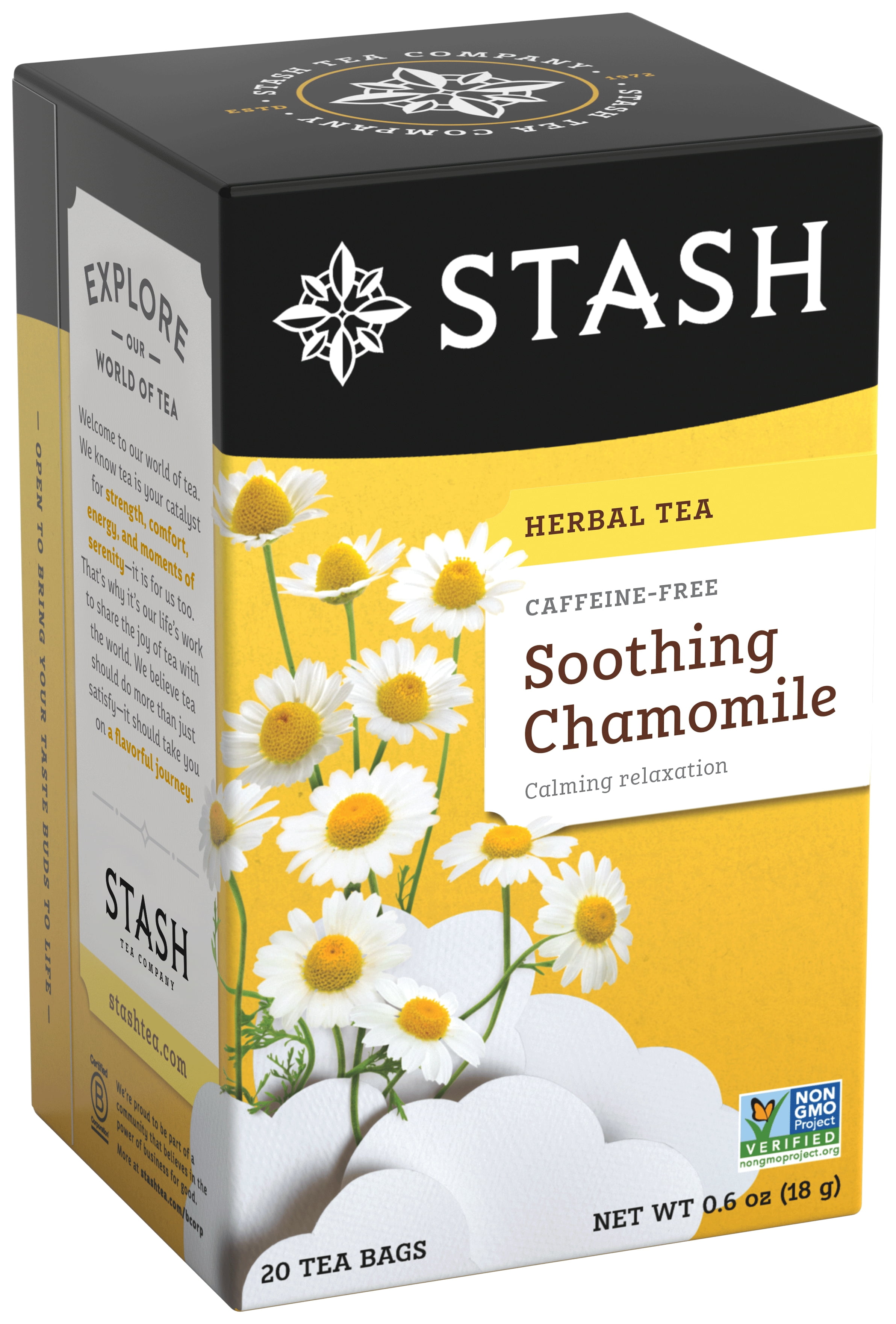 Stash Tea Premium Soothing Chamomile Herbal Tea Bags, Handpicked ...