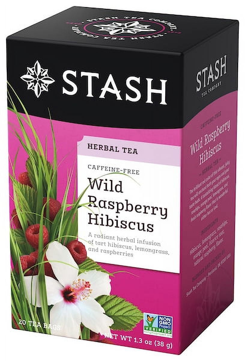 Stash Tea Wild Raspberry Hibiscus Herbal Tea Bags, 20 Count - Walmart.com