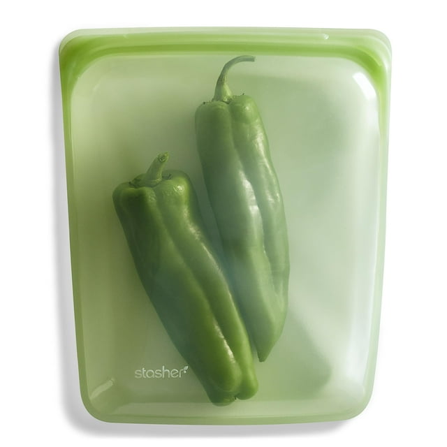 Stasher Platinum Silicone Food Grade Reusable Storage Bag, Green (1/2 ...