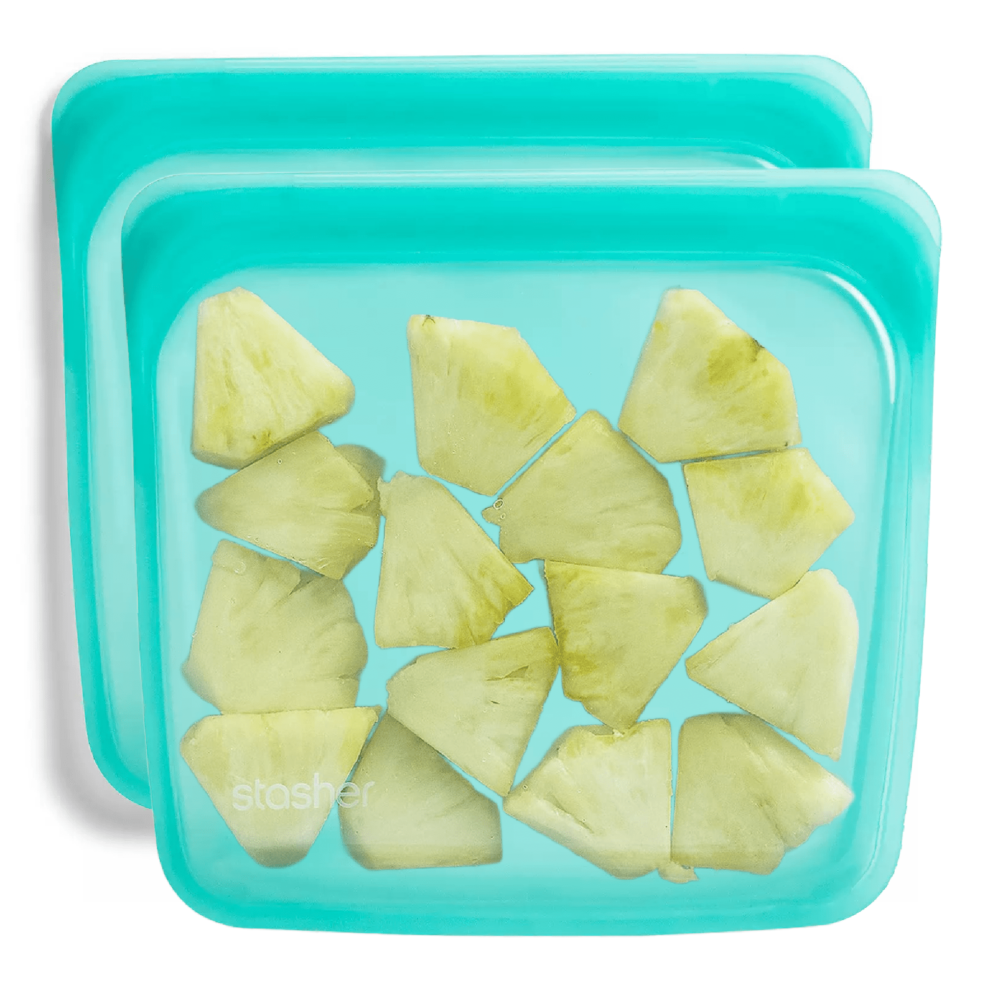 Stasher 2 Pack Reusable Silicone Storage Bag, Aqua, Meal Prep & Snack, Microwave and Dishwasher ...