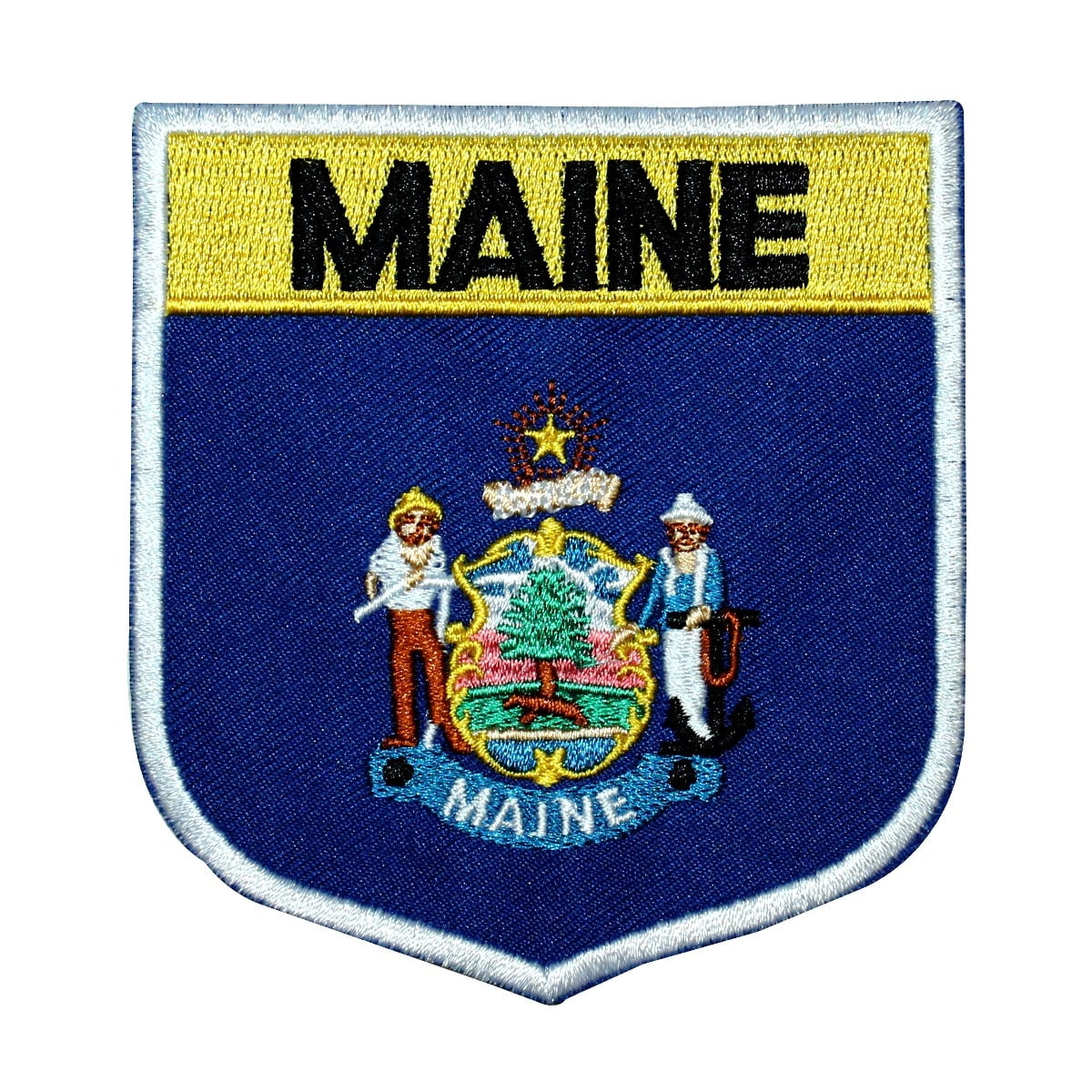 State Flag Shield Maine Patch Badge Travel USA Seal Embroidered Iron On ...
