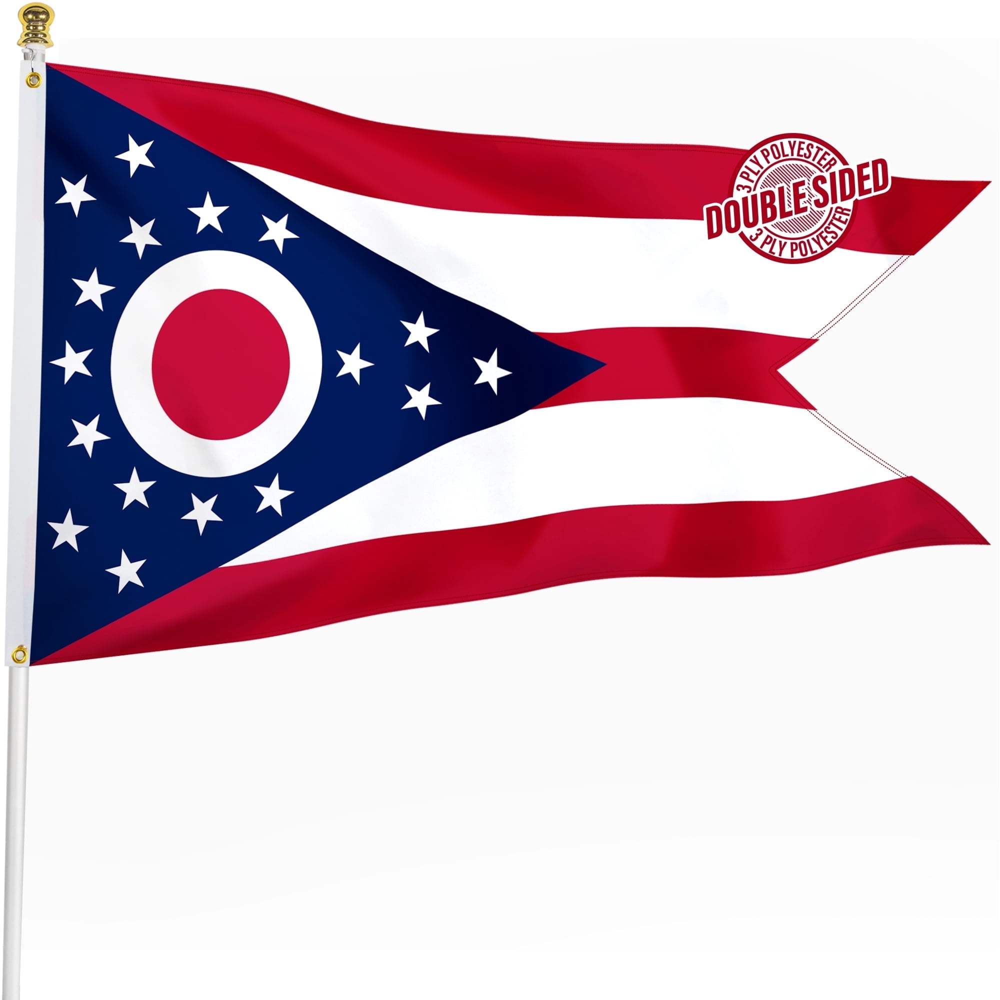State Flag of Ohio 3x5 ft, Double Sided Polyester Ohio- OH Flag with ...