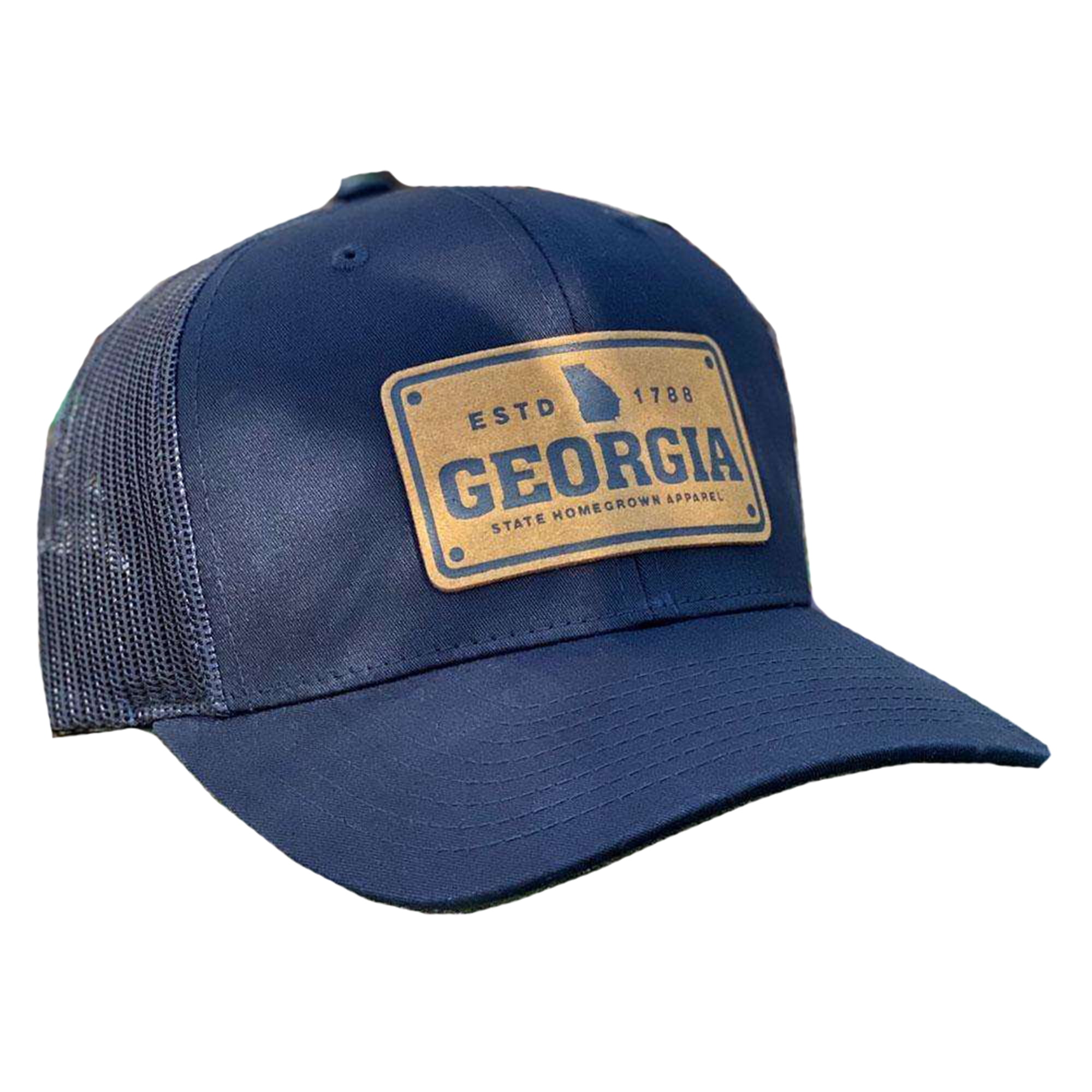 State Homegrown Georgia License Plate Leather Patch Adjustable Snapback ...