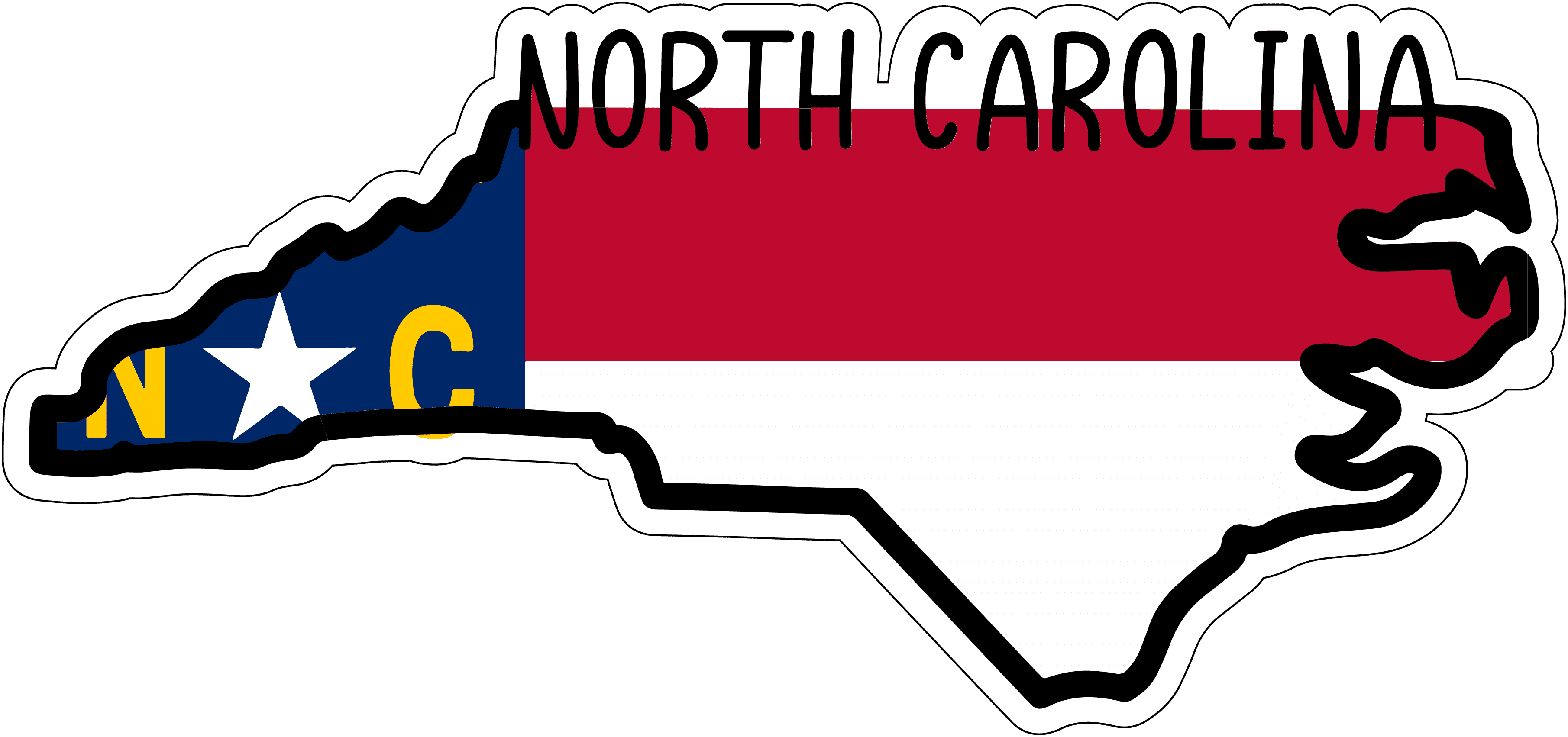 State of North Carolina Map Flag Sticker Decal 4 Inches USA North ...