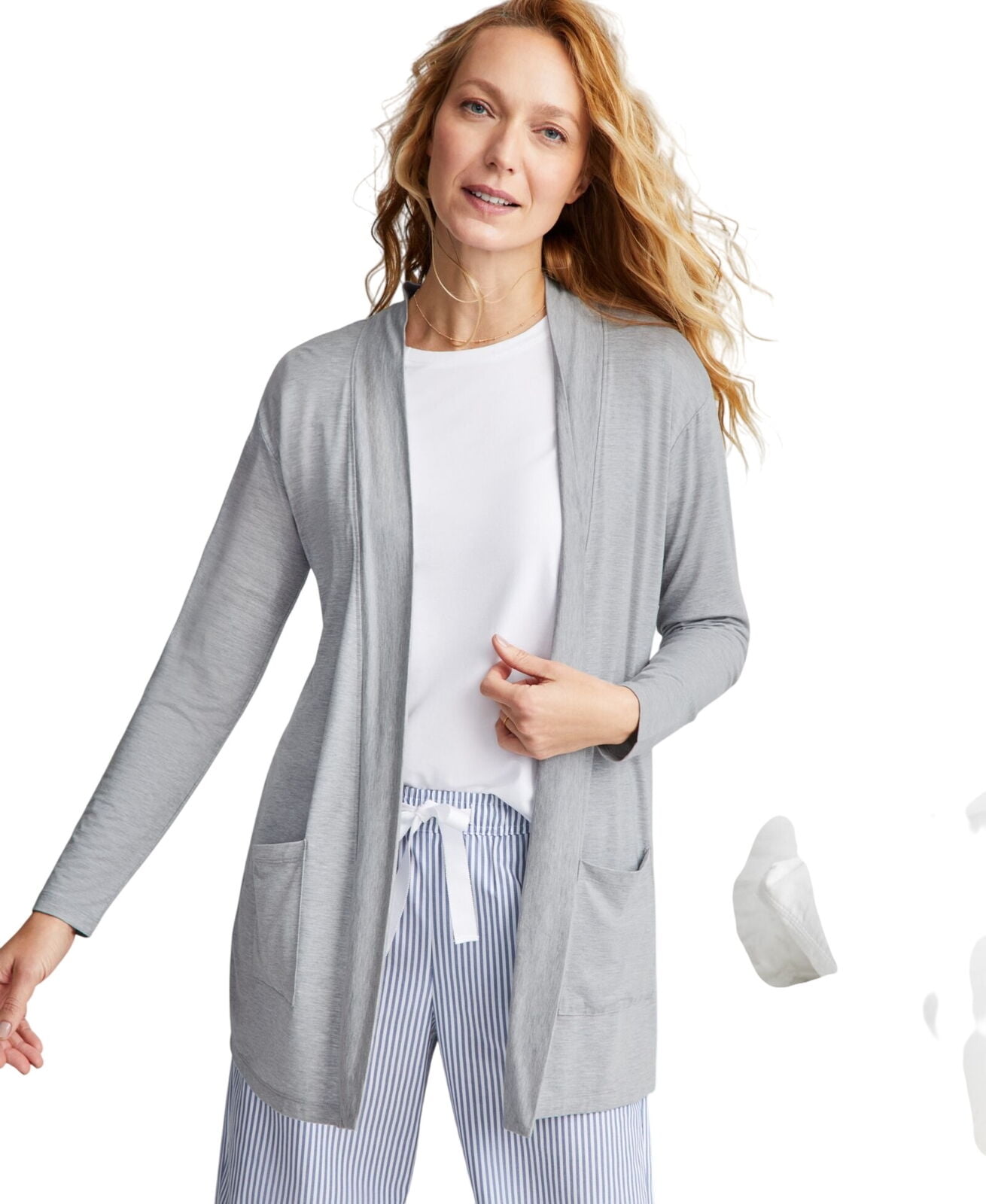 State Of Day Womens Knit Cardigan Open Front 100180255MS Gray Mist Blue ...