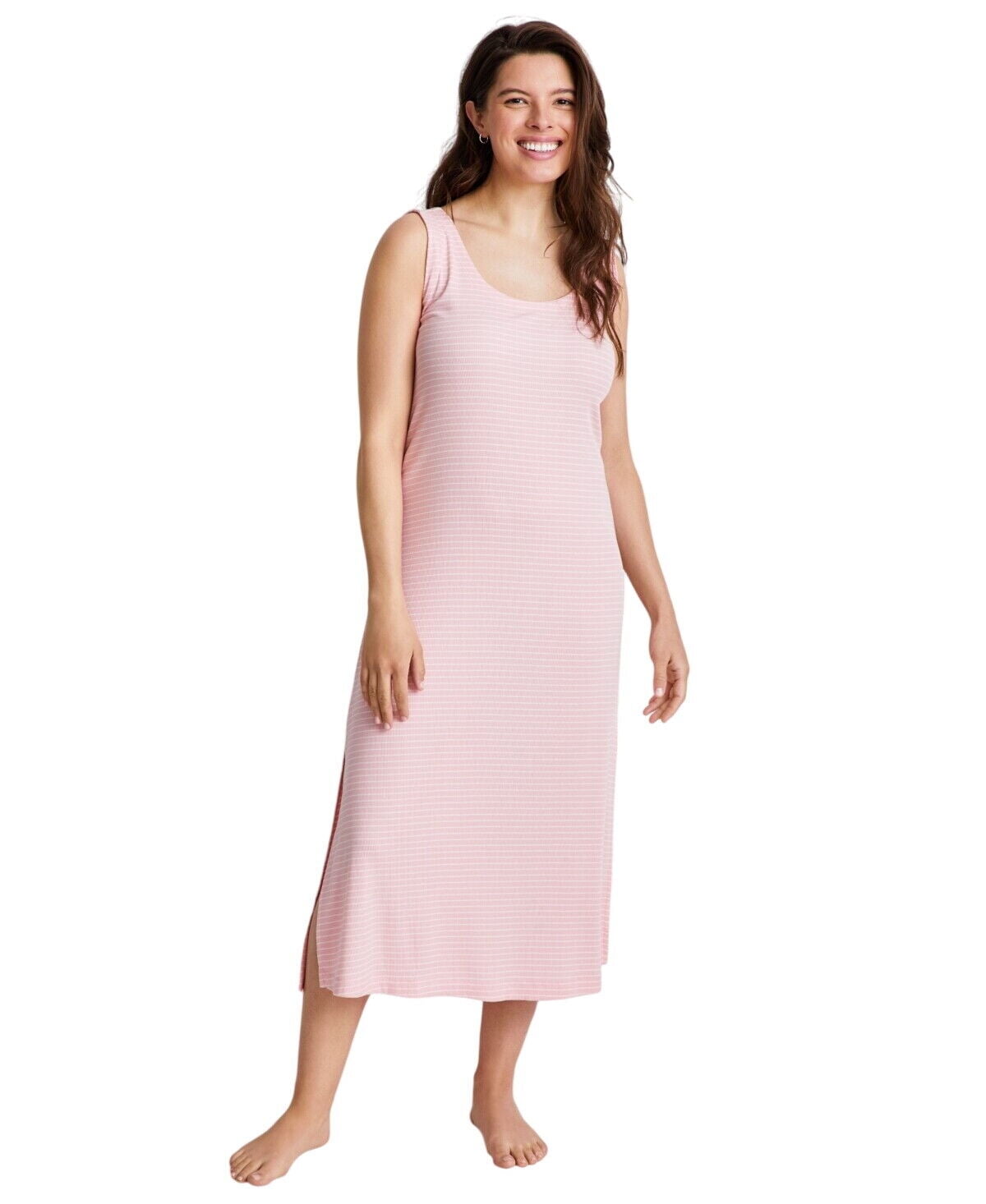 State Of Day Womens Ribbed Tank Nightgown 100185795MS Satin Pink L ...