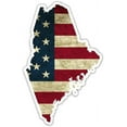 State Of Maine Shaped US Flag Pro American Worn Out Flag Vinyl Bumper ...