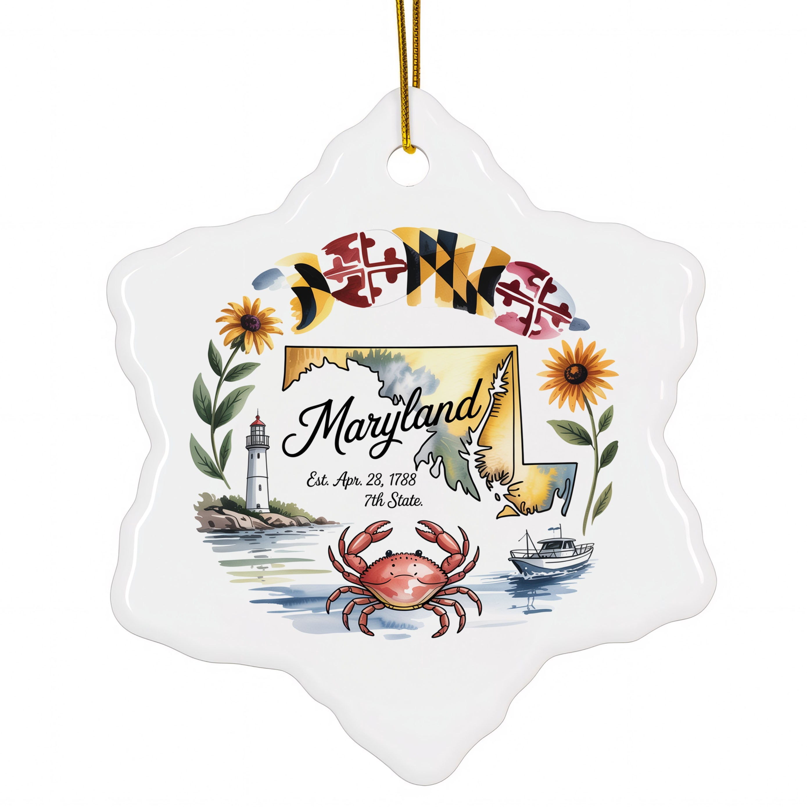 State Ornament – Ceramic Christmas Decoration with Name – Vintage ...