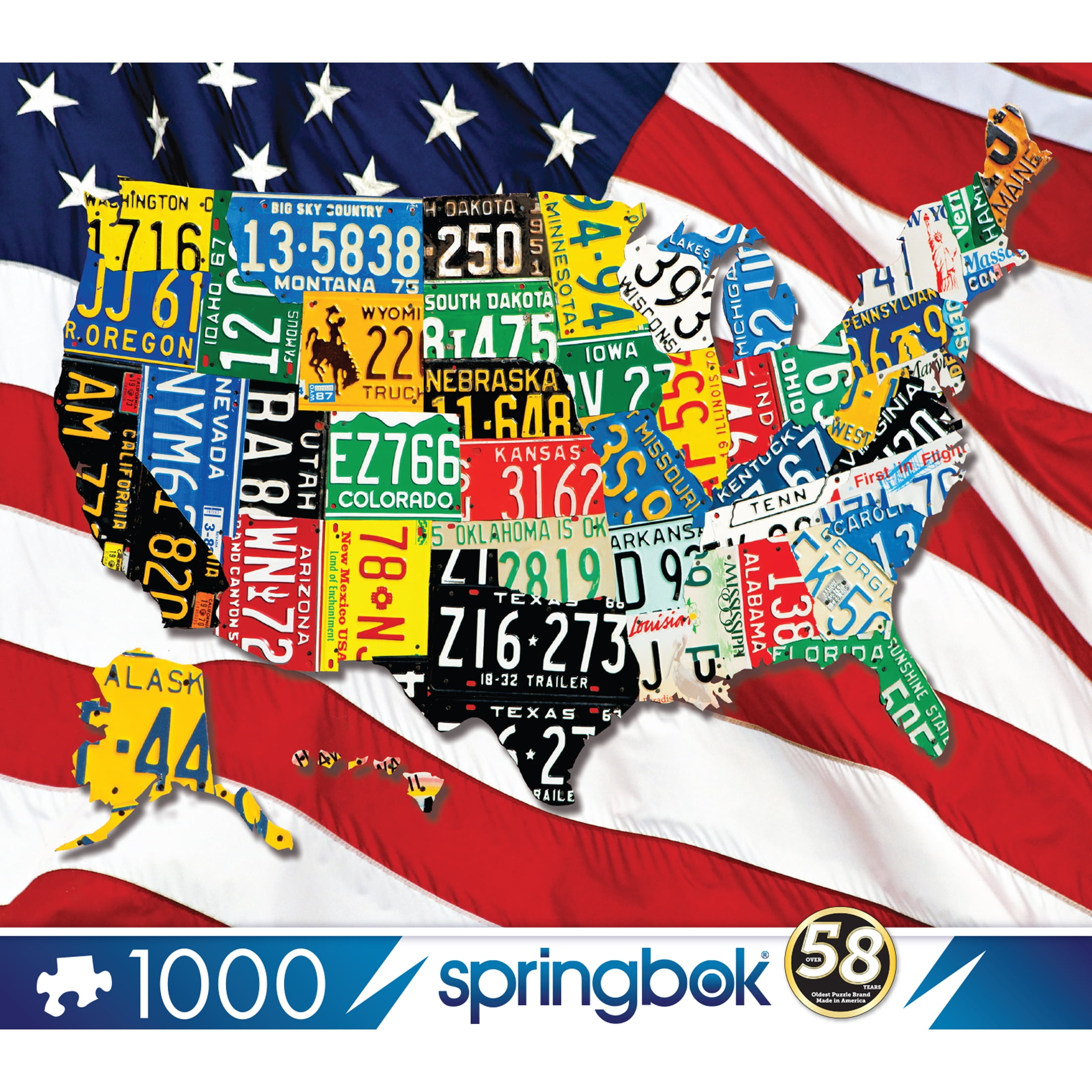 Springbok State Plates 1000 Piece Jigsaw Puzzle – Colorful License ...