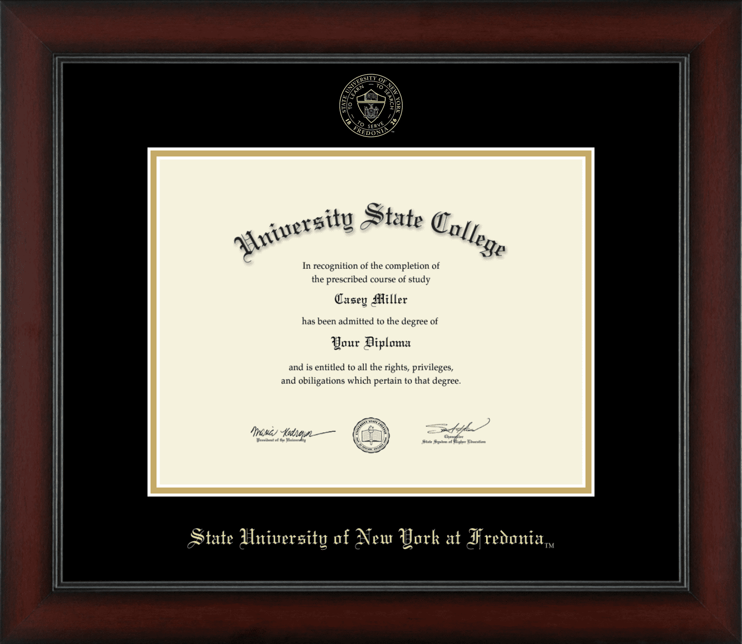 State University of New York at Fredonia Diploma Frame, Document Size ...