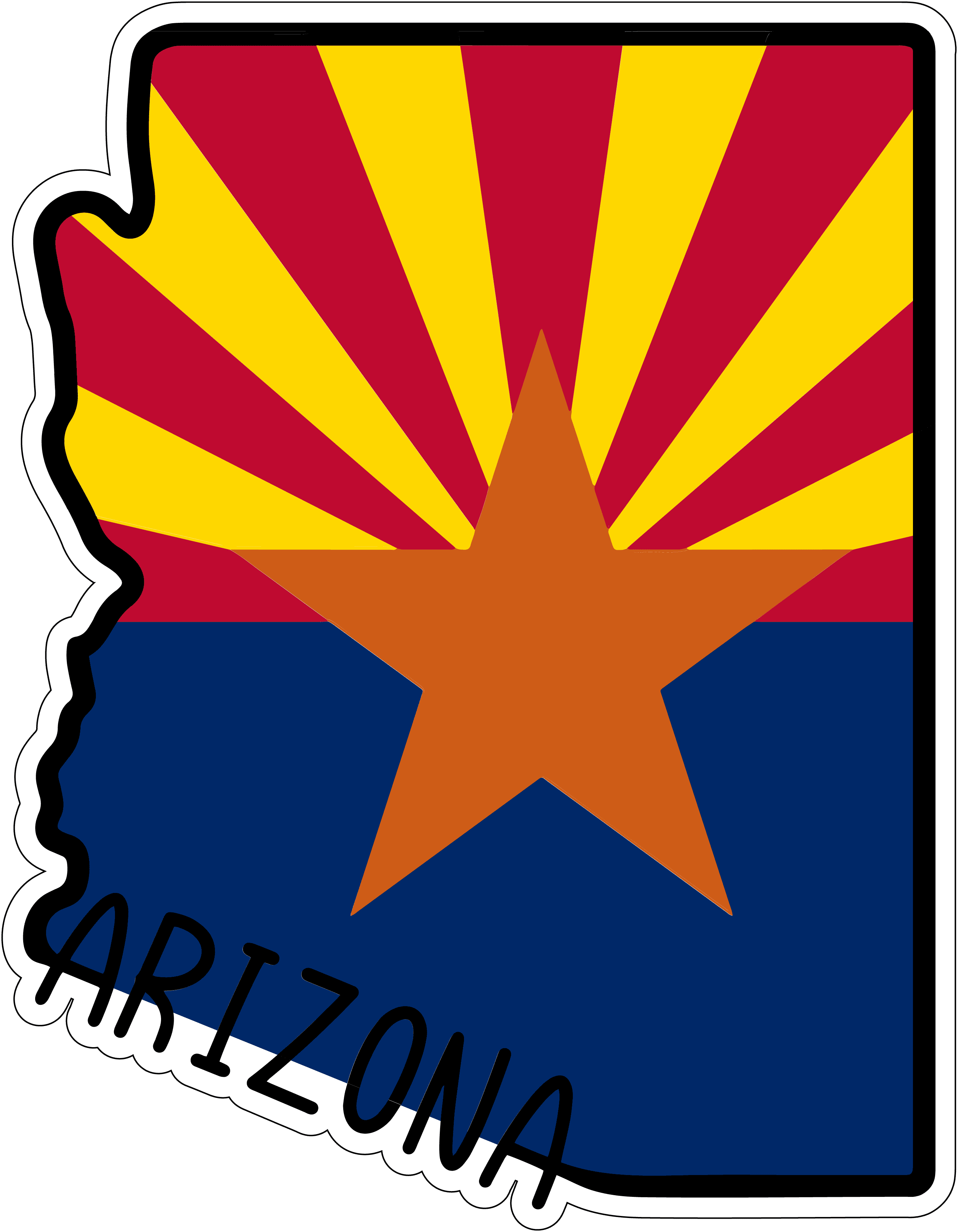 State of Arizona Map Flag Sticker Decal 4 Inches USA Arizona State ...