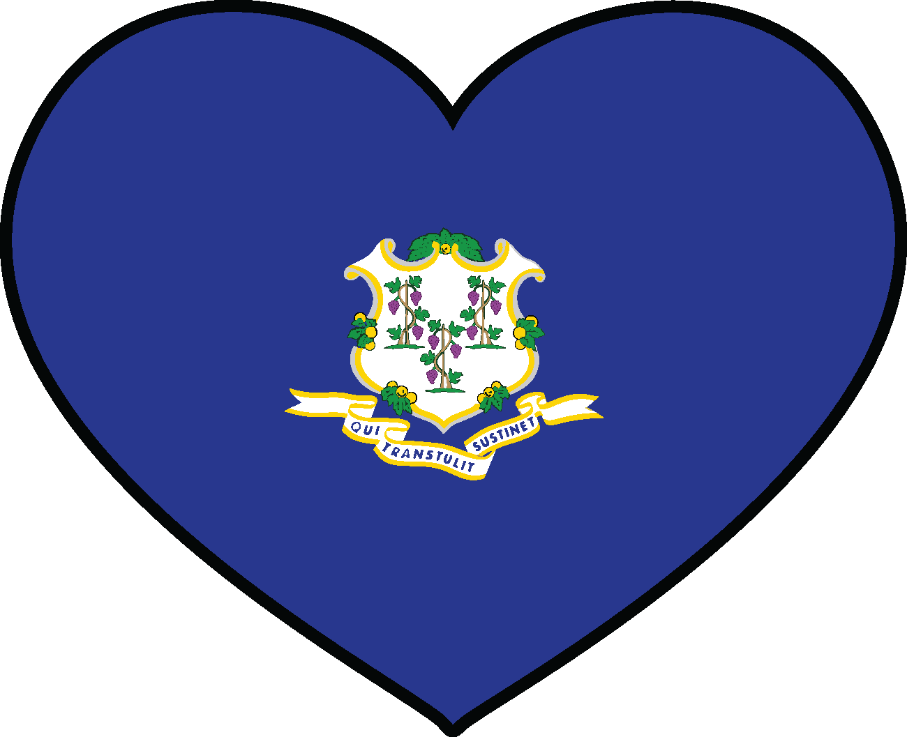 State of Connecticut Flag Heart Sticker Decal USA Connecticut State ...