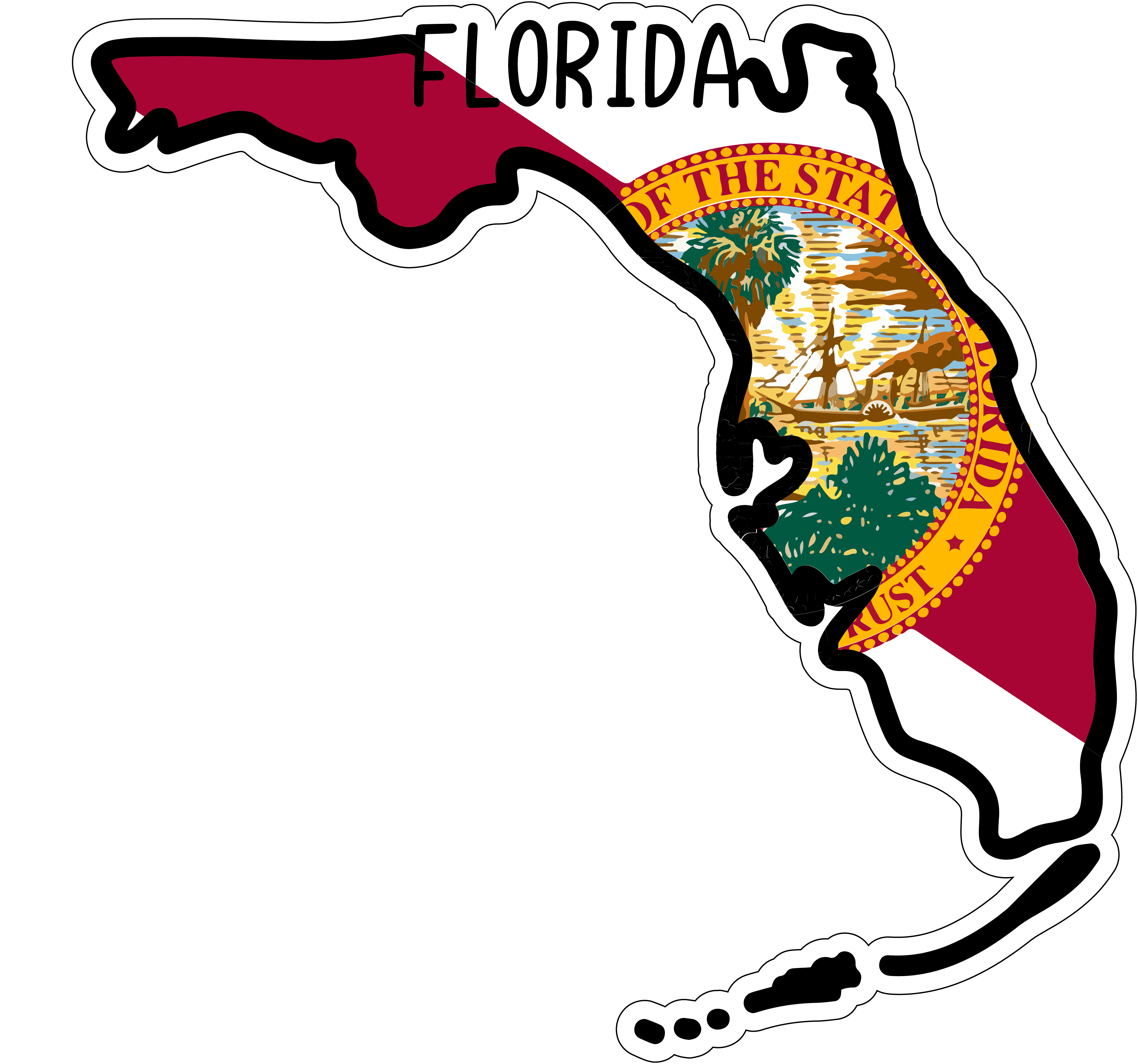 State of Florida Map Flag Sticker Decal 4 Inches USA Florida State ...