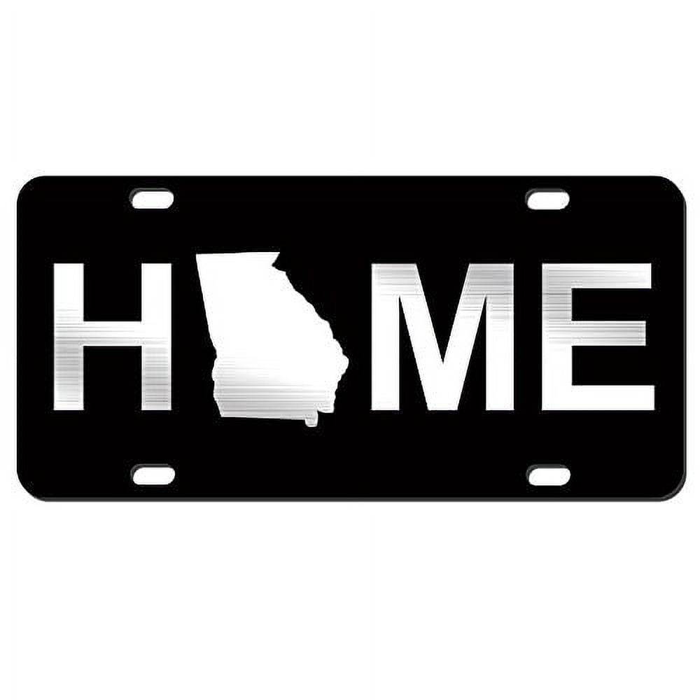 State of Georgia Home Logo Brushed Aluminum on Black License Plate ...