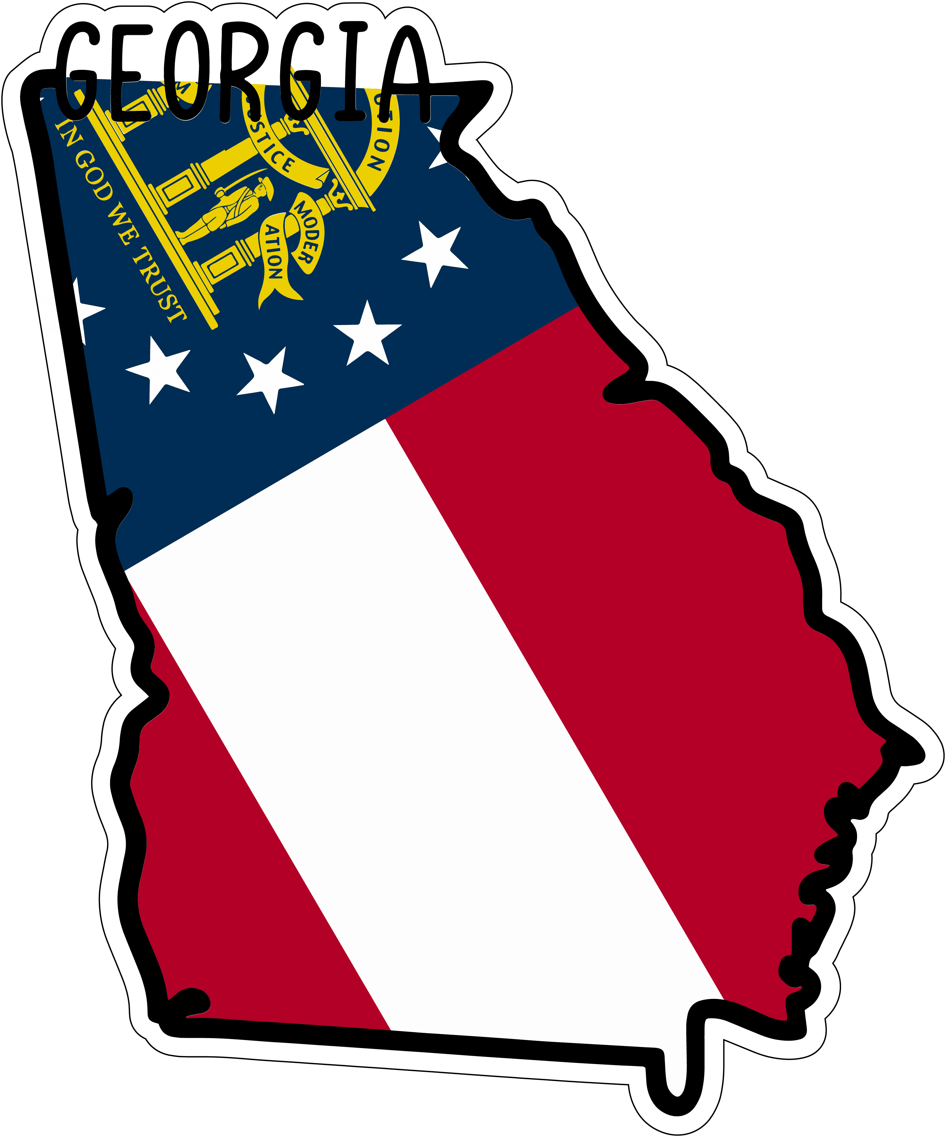State of Georgia Map Flag Sticker Decal 4 Inches USA Georgia State ...