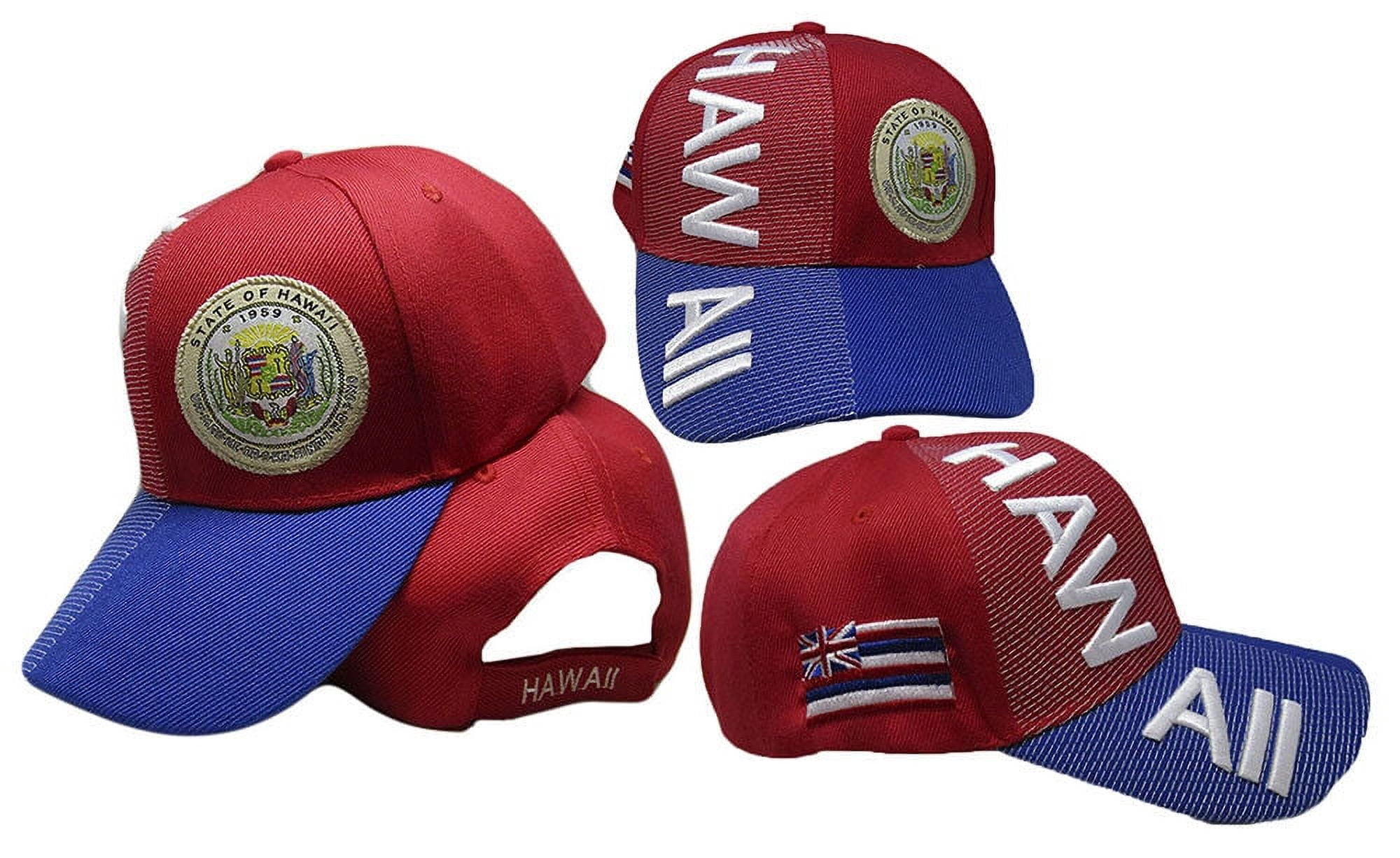 State of Hawaii Letters Emblem Red With Royal Blue Bill 3-D Embroidered ...