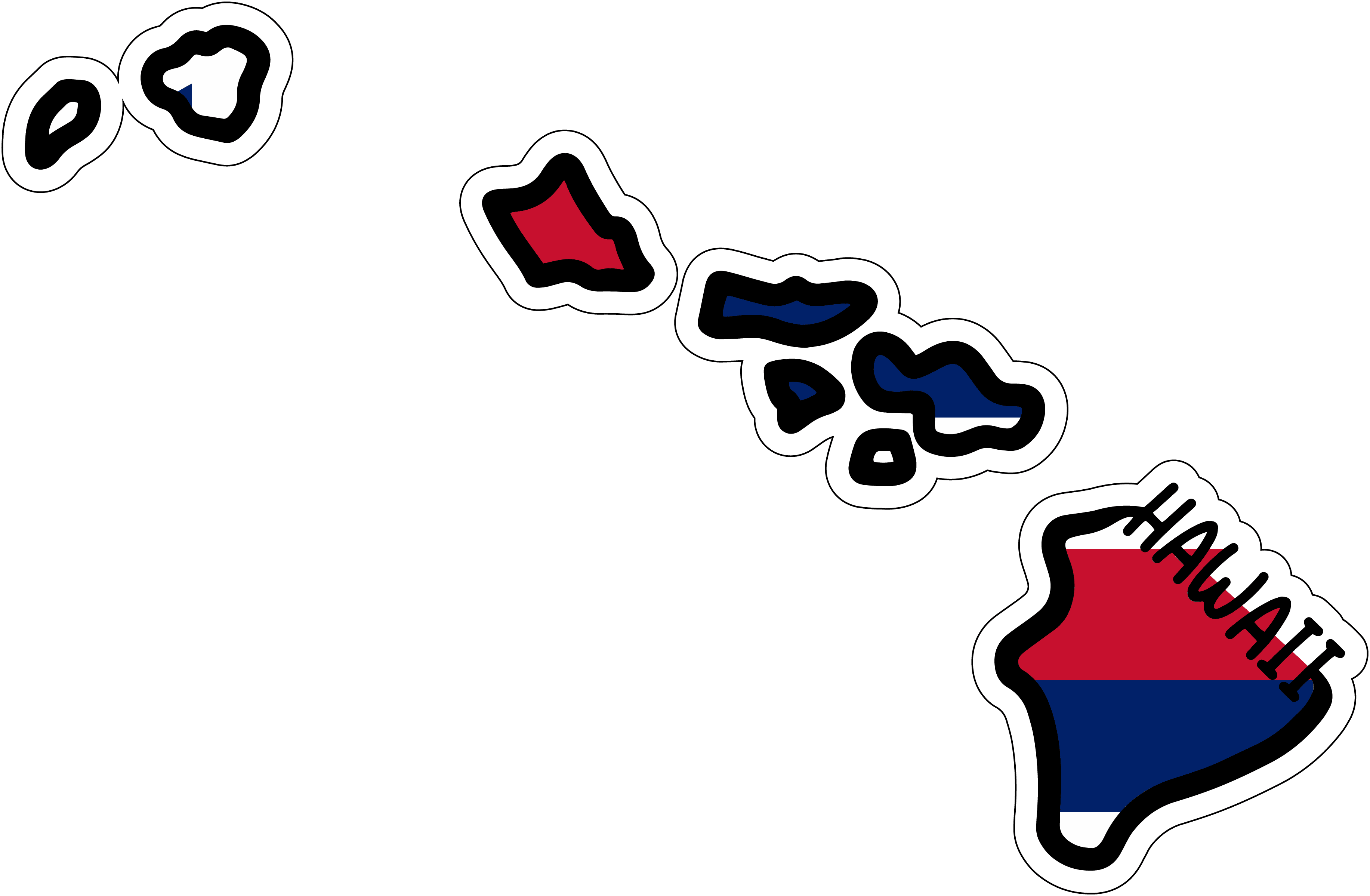 State of Hawaii Map Flag Sticker Decal 4 Inches USA Hawaii State ...