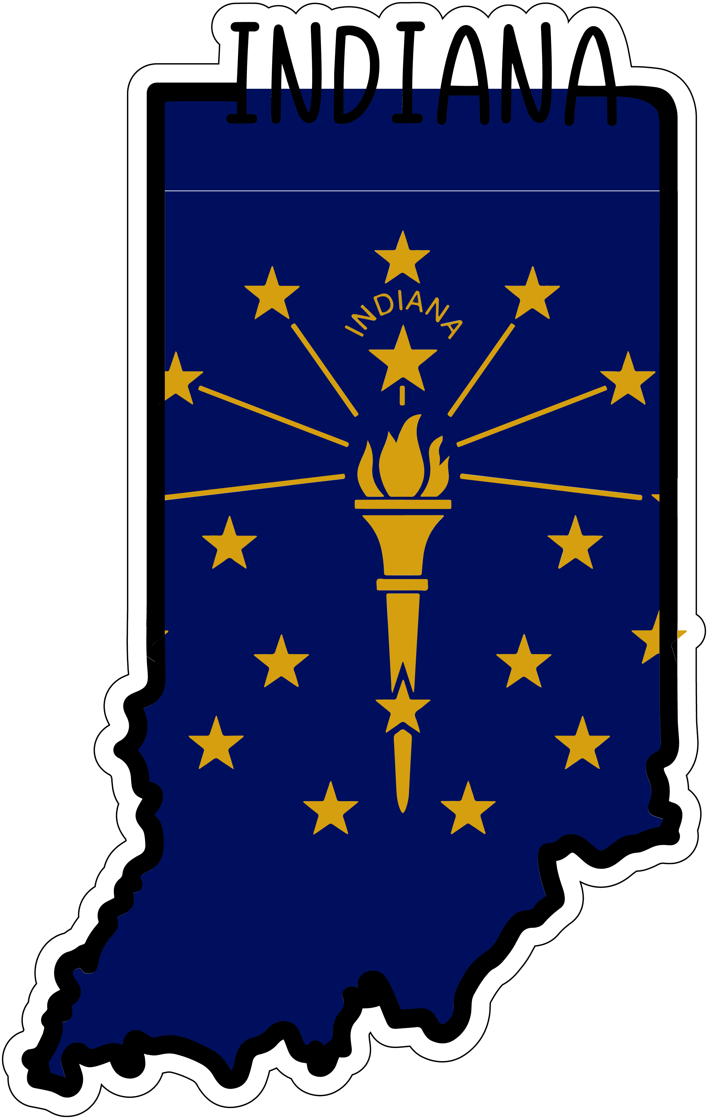 State of Indiana Map Flag Sticker Decal 4 Inches USA Indiana State ...