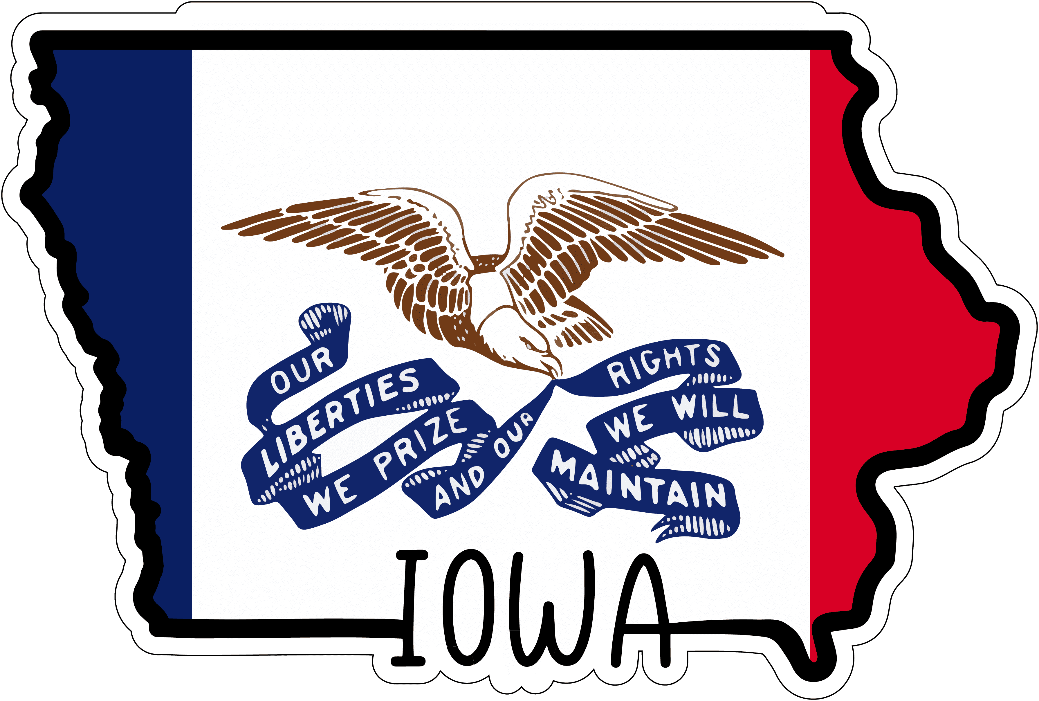 State of Iowa Map Flag Sticker Decal 4 Inches USA Iowa State Des Moines ...