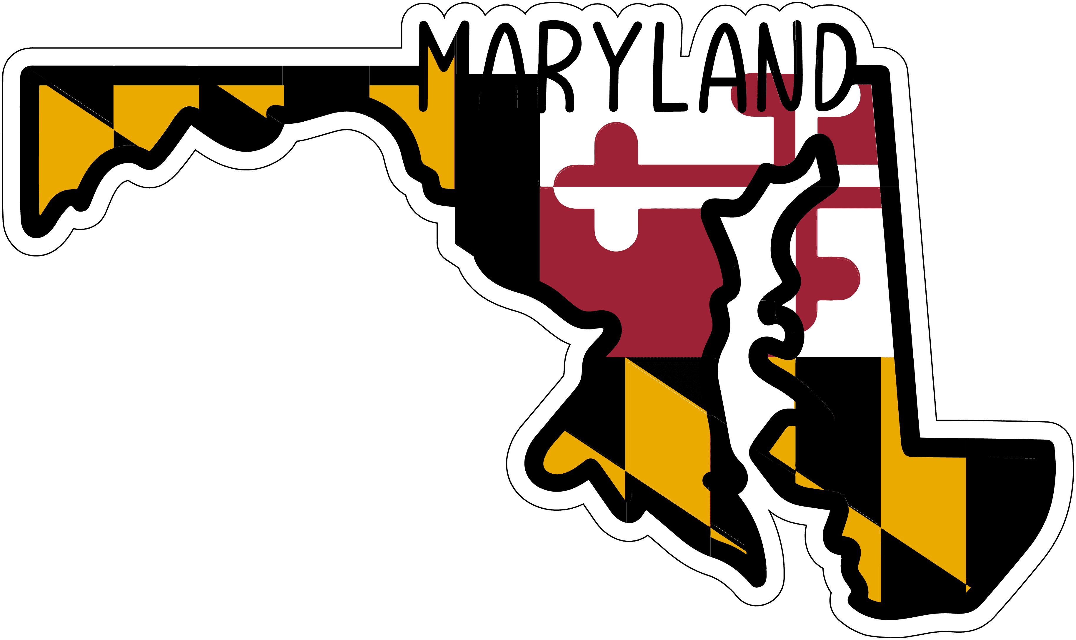 State of Maryland Map Flag Sticker Decal 4 Inches USA Maryland State ...