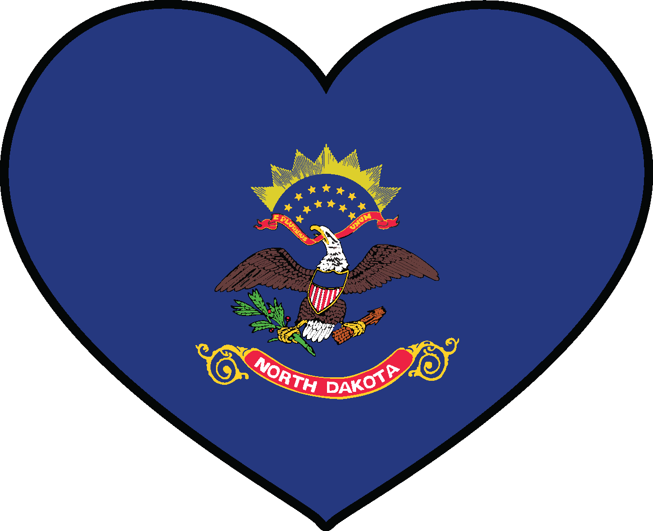 State of North Dakota Flag Heart Sticker Decal USA North Dakota State ...
