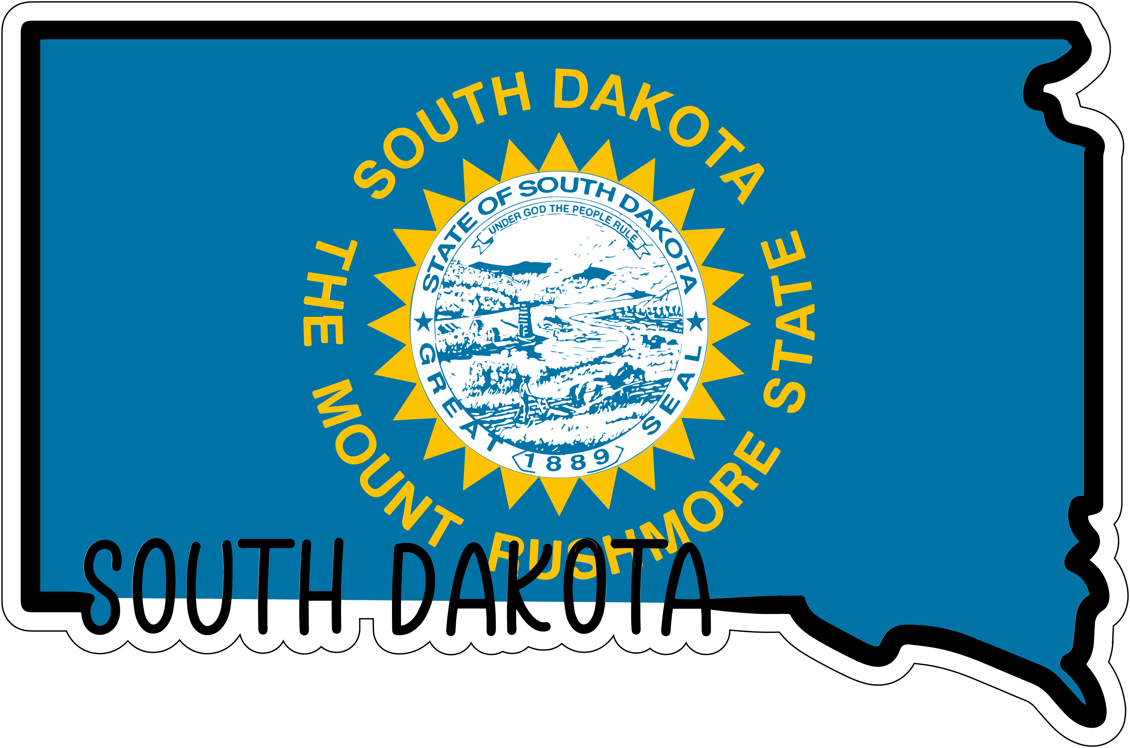 State of South Dakota Map Flag Sticker Decal 4 Inches USA South Dakota ...