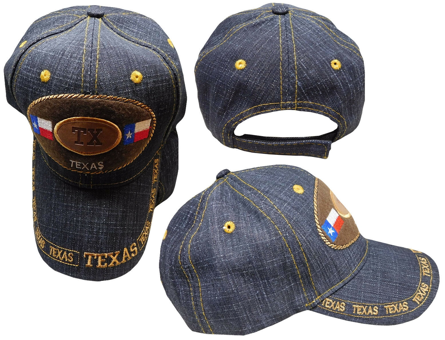 State of Texas Seal Blue Jean Style Acrylic TX Flags Embroidered Cap ...