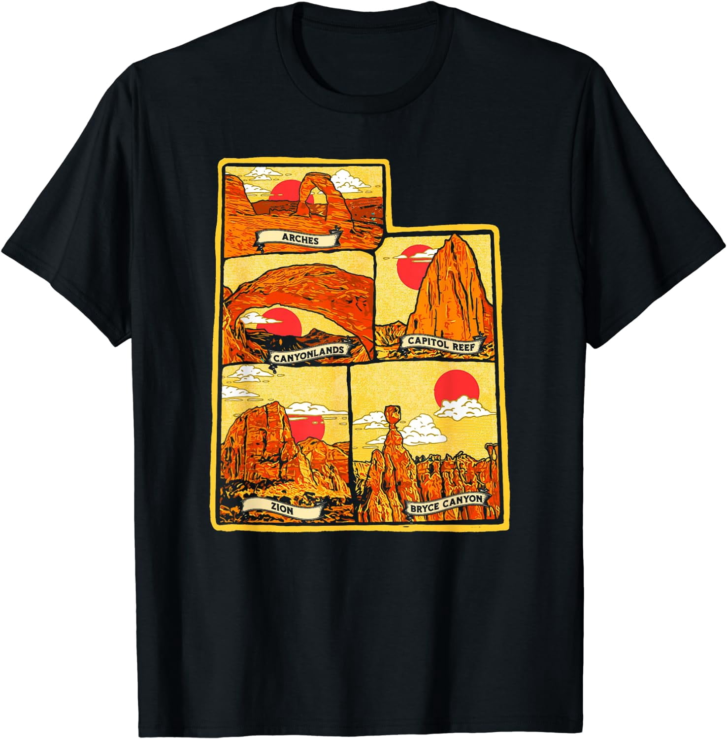 State of Utah Five National Parks Arches Zion Capitol Bryce T-Shirt ...