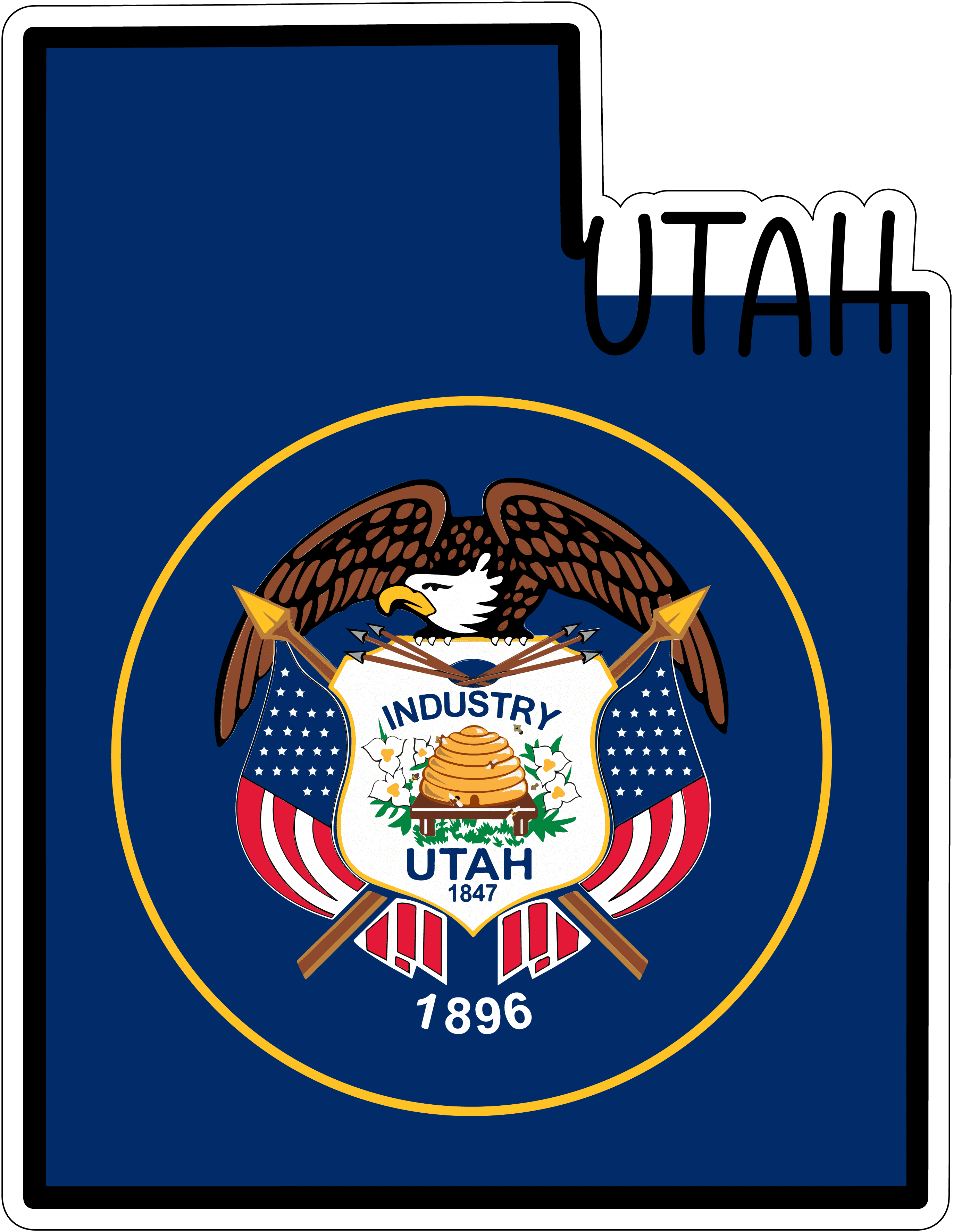 State of Utah Map Flag Sticker Decal 4 Inches USA Utah State Salt Lake ...
