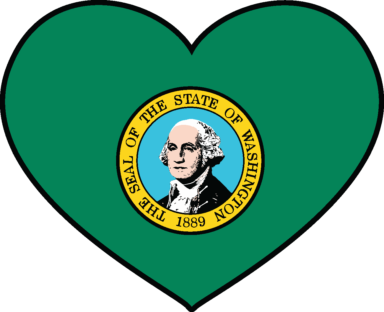 State of Washington Flag Heart Sticker Decal USA Washington State ...