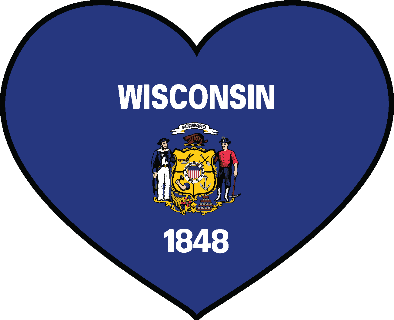 State of Wisconsin Flag Heart Sticker Decal USA Wisconsin State Madison ...