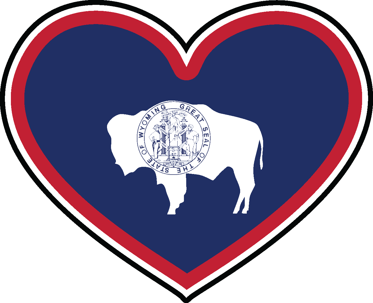 State of Wyoming Flag Heart Sticker Decal USA Wyoming State Cheyenne ...
