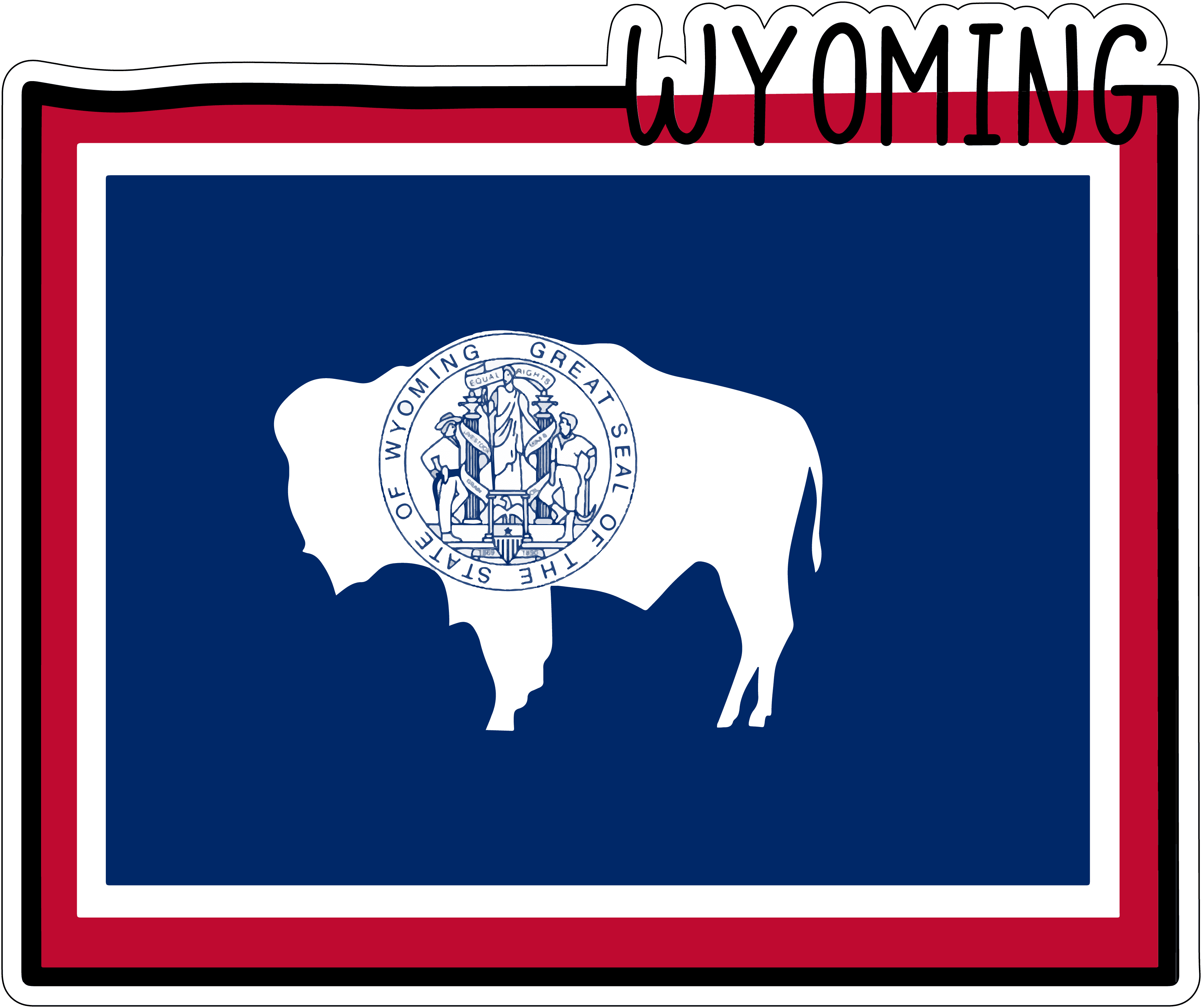 State of Wyoming Map Flag Sticker Decal 4 Inches USA Wyoming State ...
