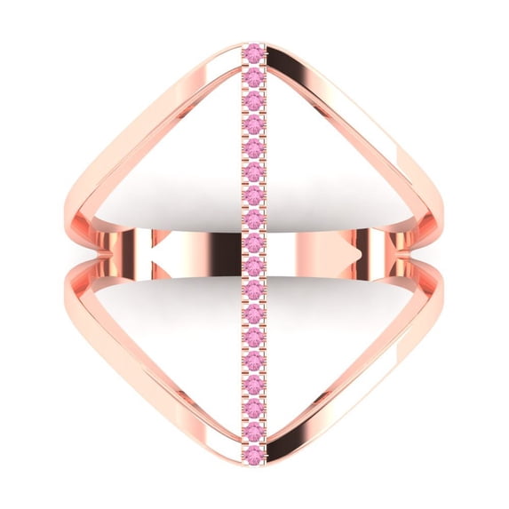 Statement Engagement Ring for Women - 0.09ct Simulated Pink Diamond in ...
