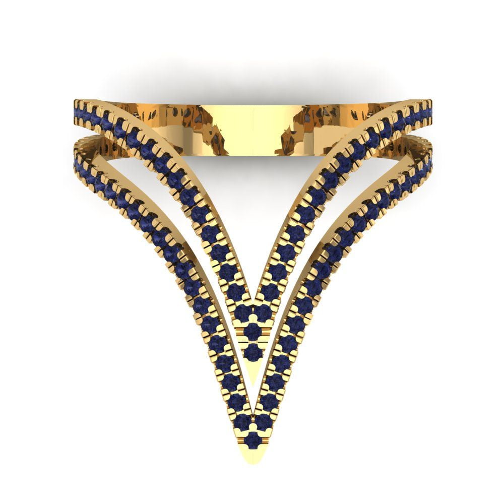 Statement Engagement Ring for Women - 0.525ct Simulated Blue Sapphire ...