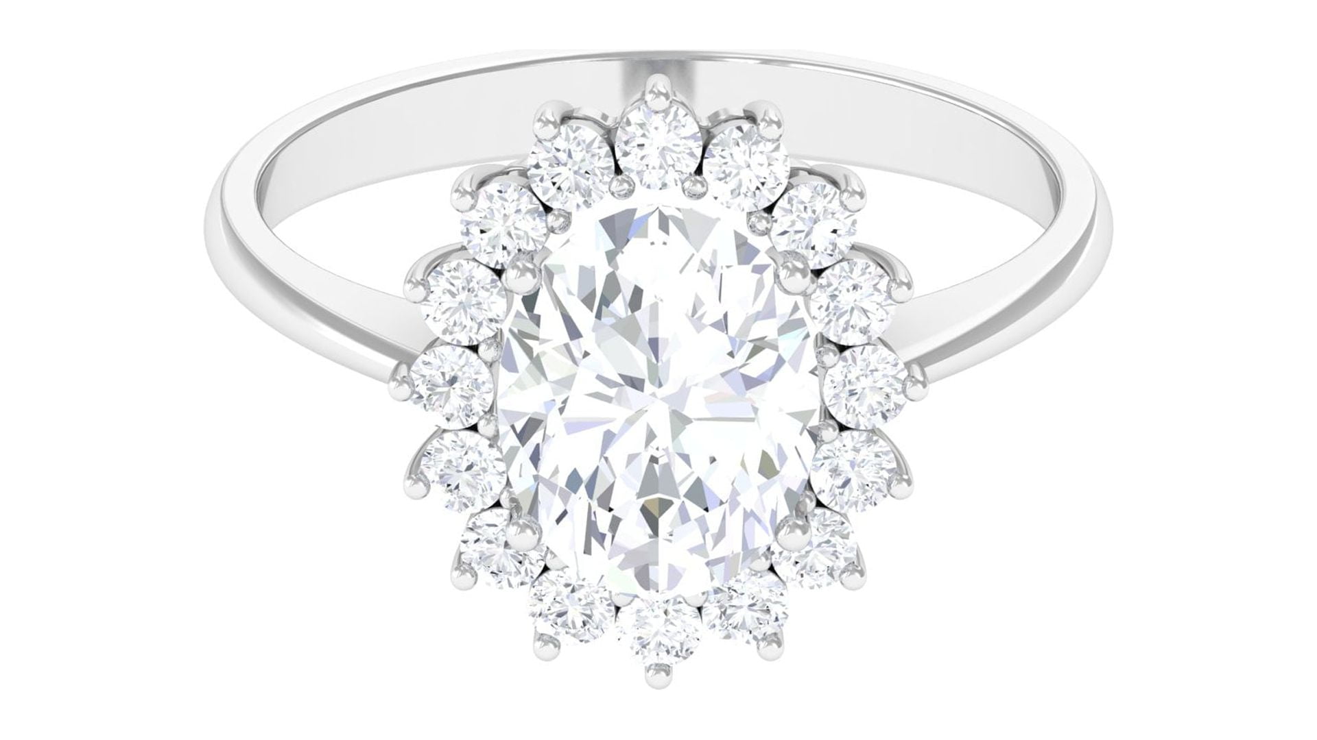 Statement Engagement Ring for Women - Oval Moissanite Ring with Halo ...