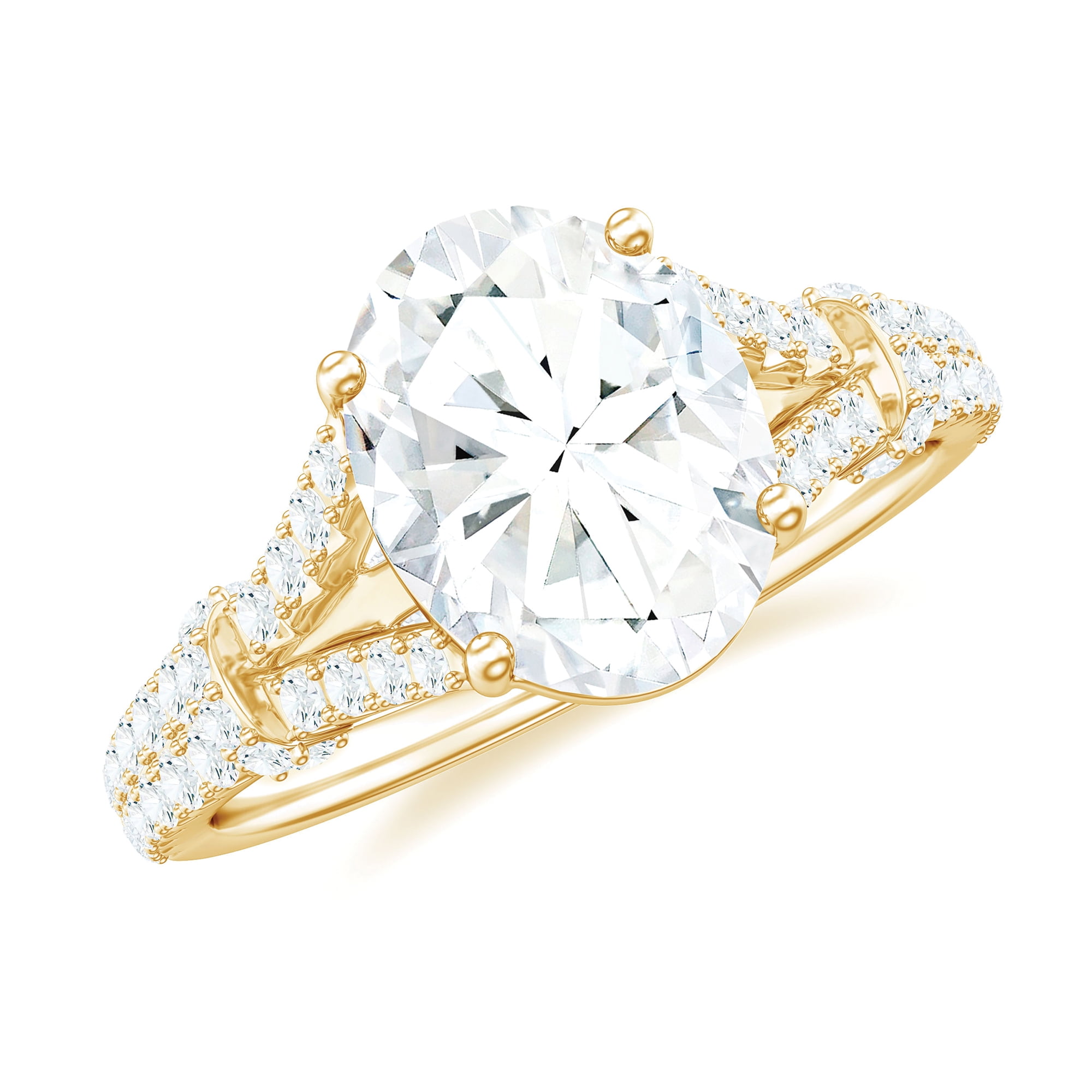 Statement Moissanite Split Shank Engagement Ring for Women 2 Ct (7X9 mm ...