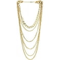 Statement Necklace Waterfall Multi-Strand Curb Link Rolo Chains, Punk ...