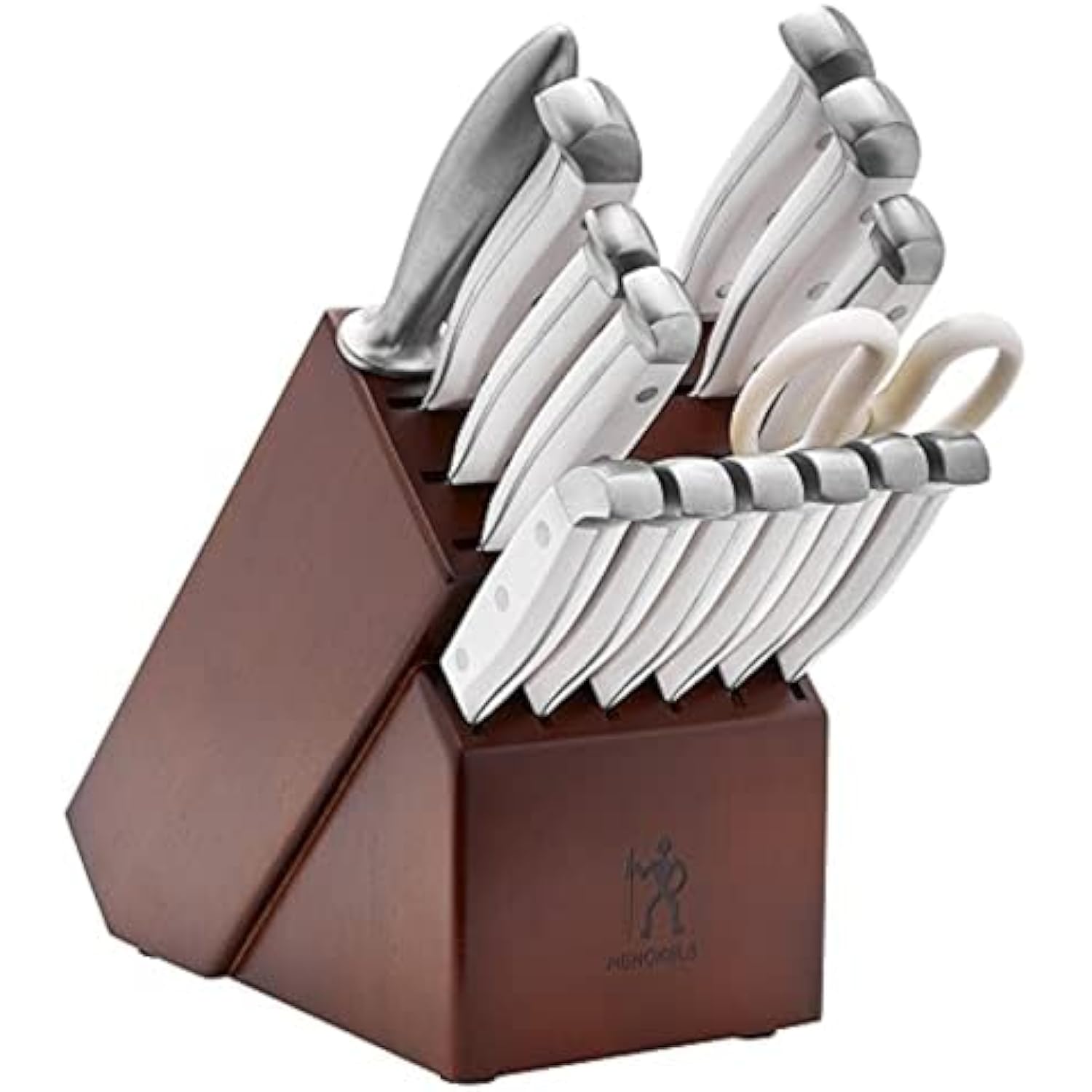 Statement Razor-Sharp 15-Piece White Handle Knife Set with Block ...