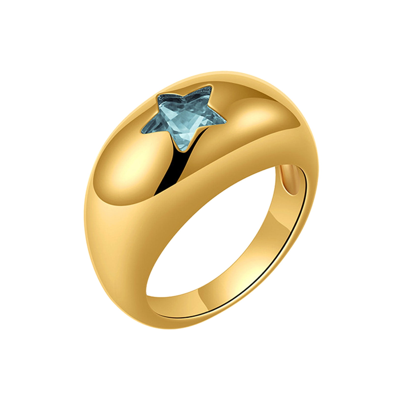 Statement Rings Star Shape Unique Cubic Zirconia Rings Copper Texture ...